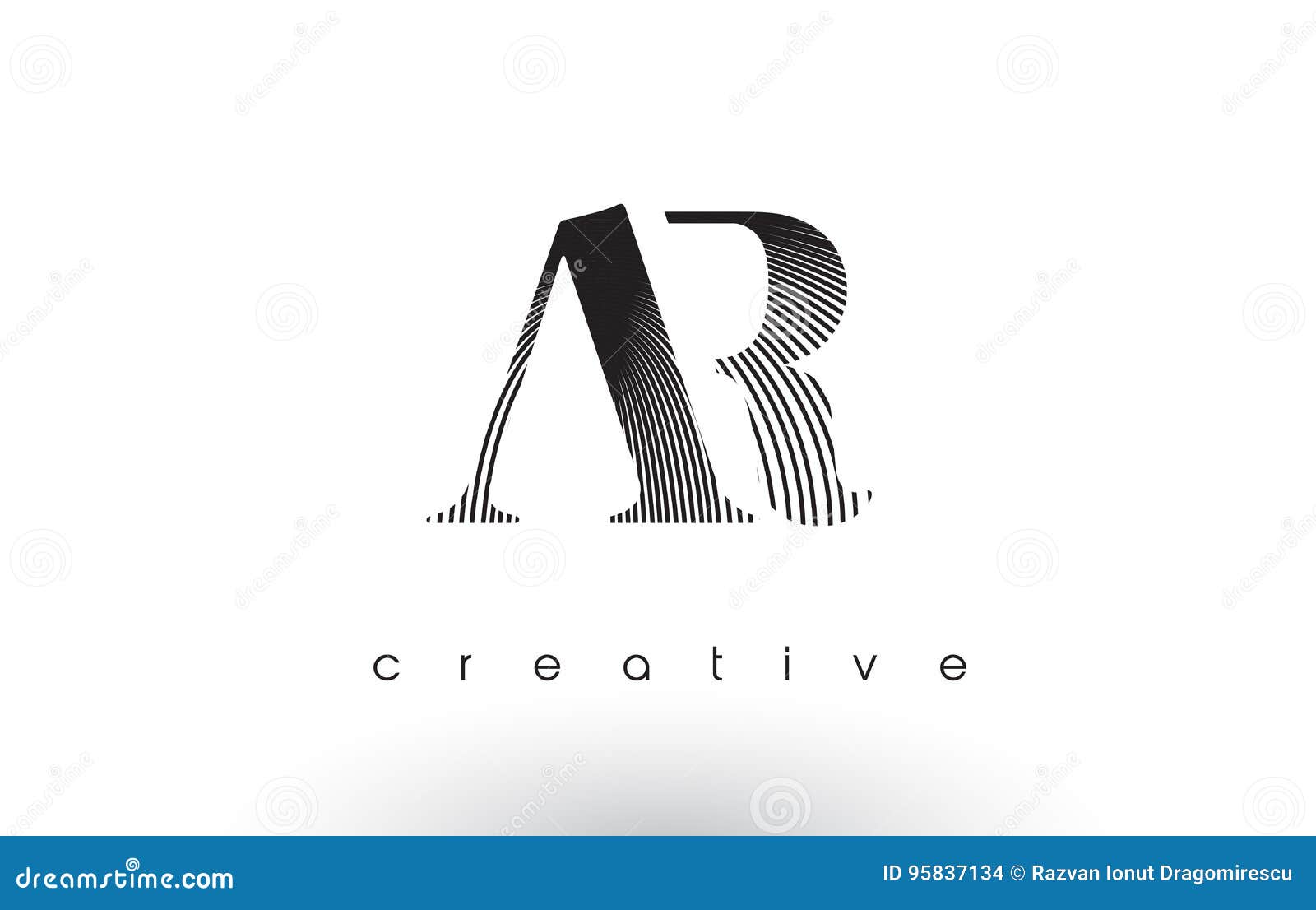 AR Logo Design with Multiple Lines and Black and White Colors. Stock ...