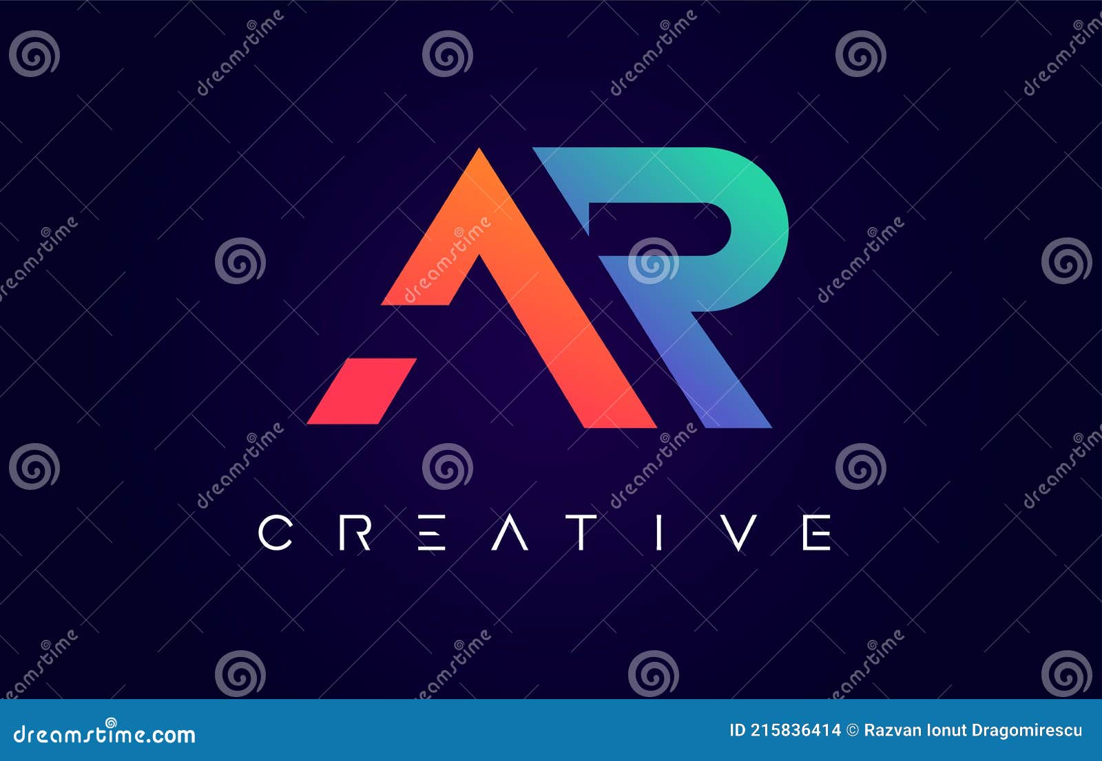 AR Logo Letter Design with Modern Creative Concept and Orange Blue ...