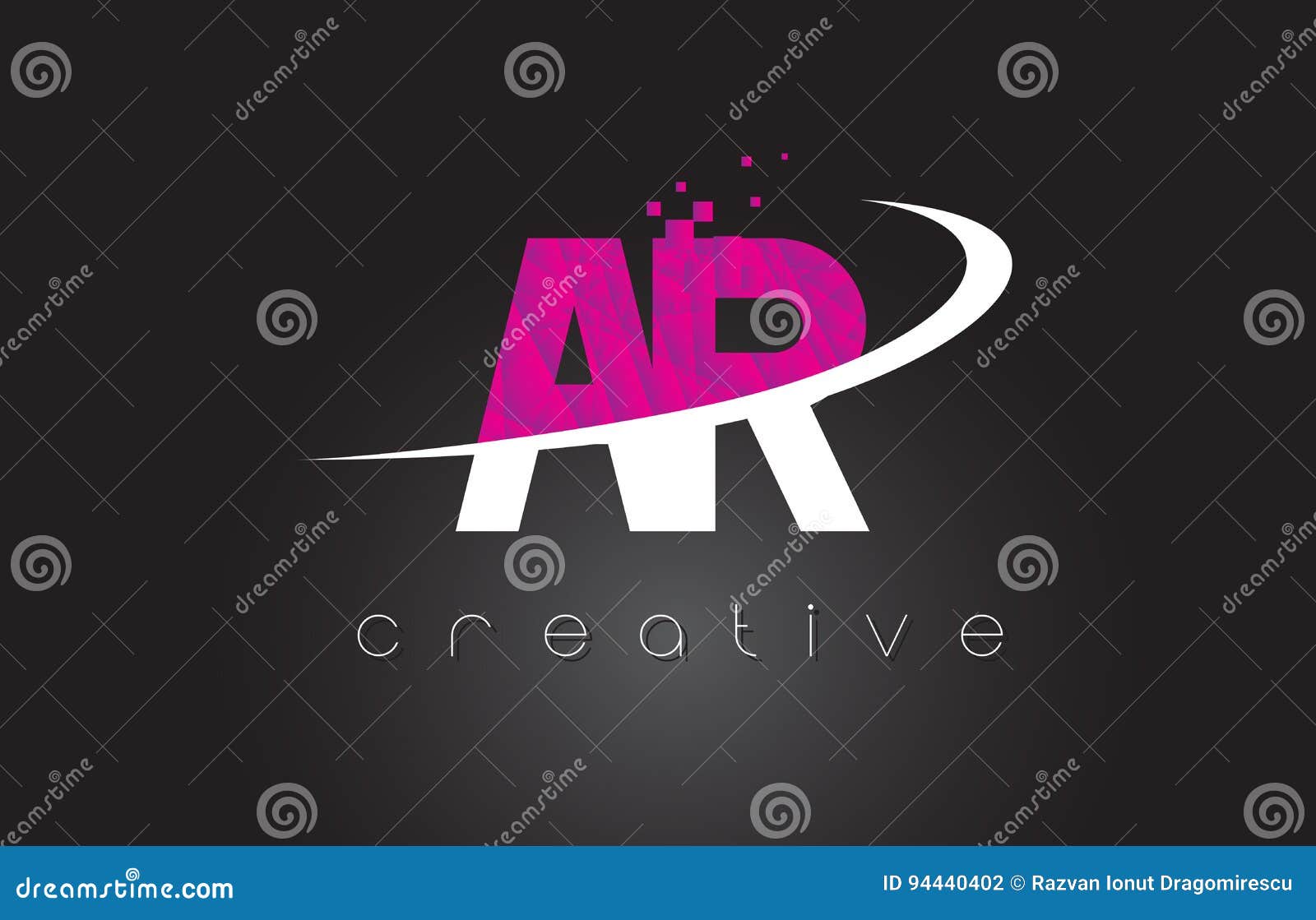 AR a R Creative Letters Design with White Pink Colors Stock Vector ...