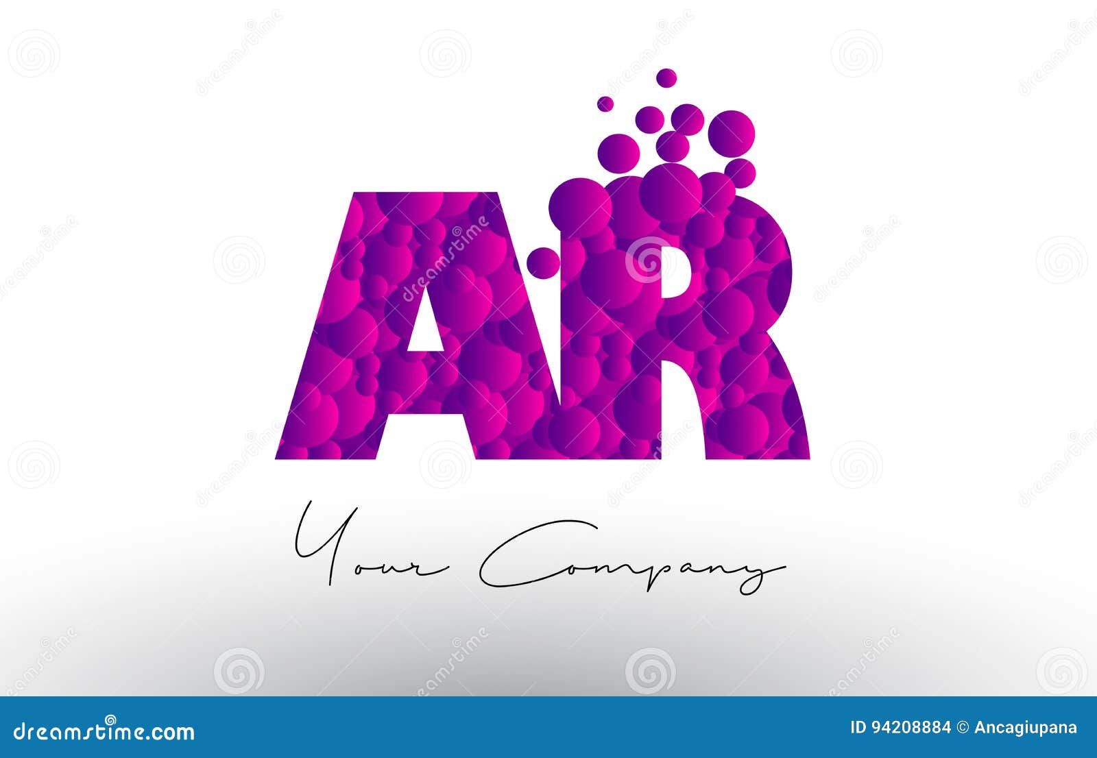 AR a R Dots Letter Logo with Purple Bubbles Texture. Stock Vector ...