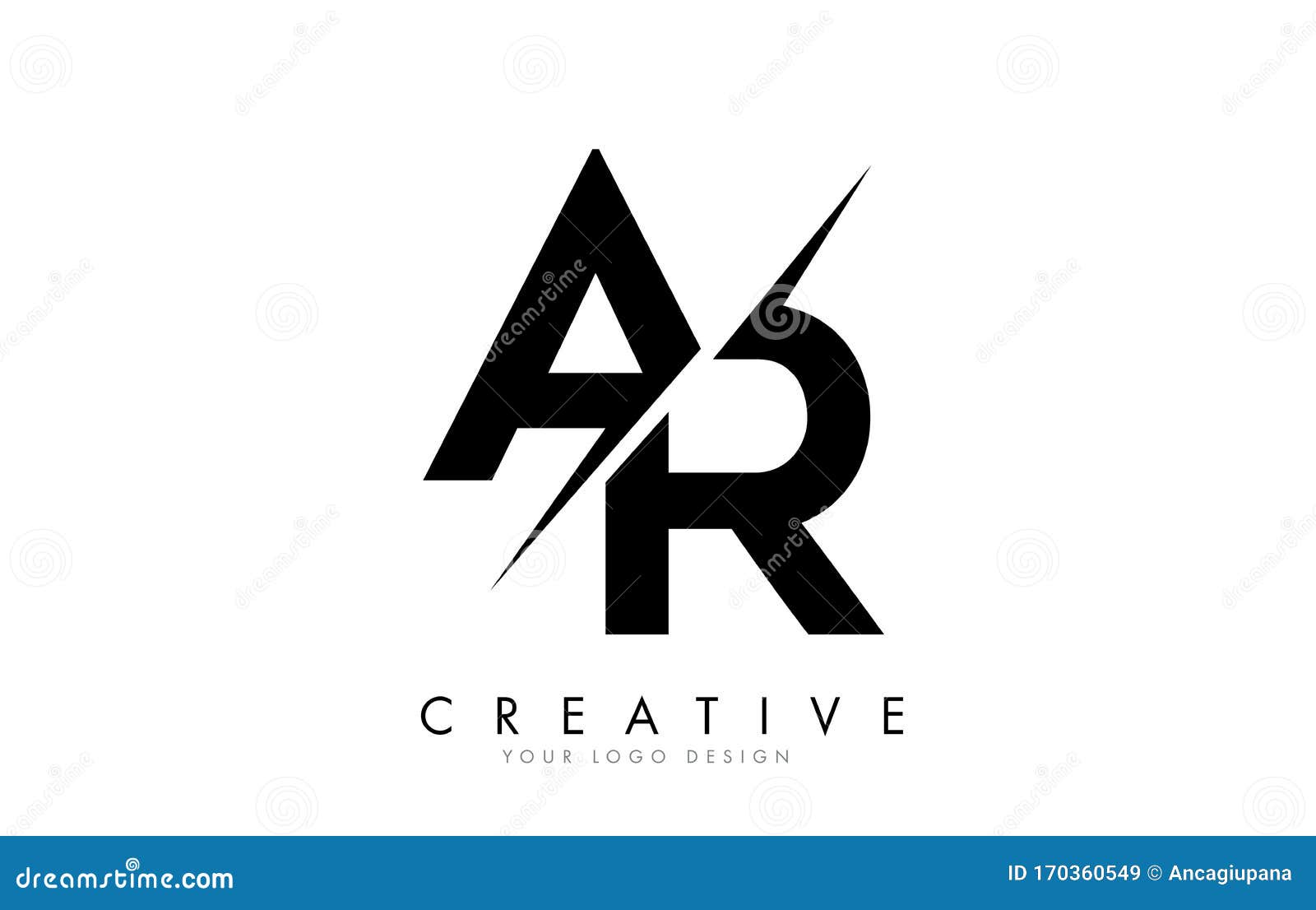 AR a R Letter Logo Design with a Creative Cut Stock Vector ...