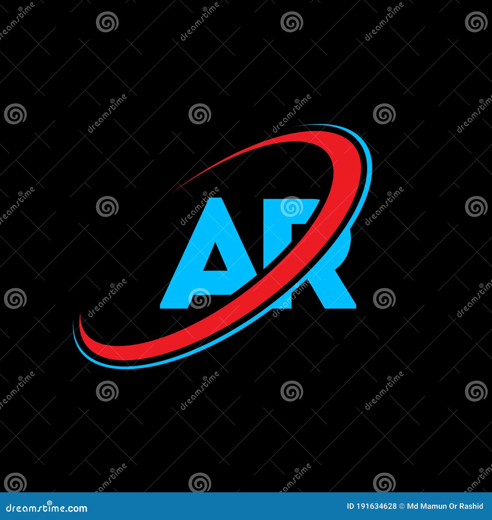 AR a R Letter Logo Design. Initial Letter AR Linked Circle Uppercase ...