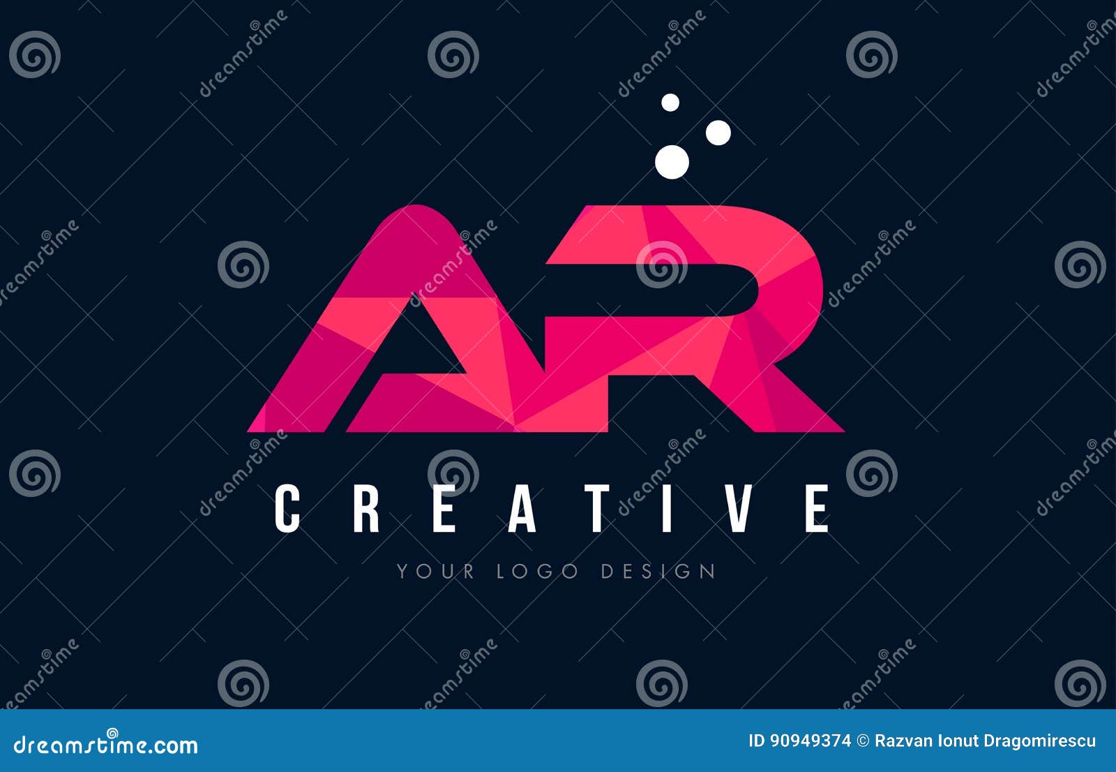 AR a R Letter Logo with Purple Low Poly Pink Triangles Concept Stock ...
