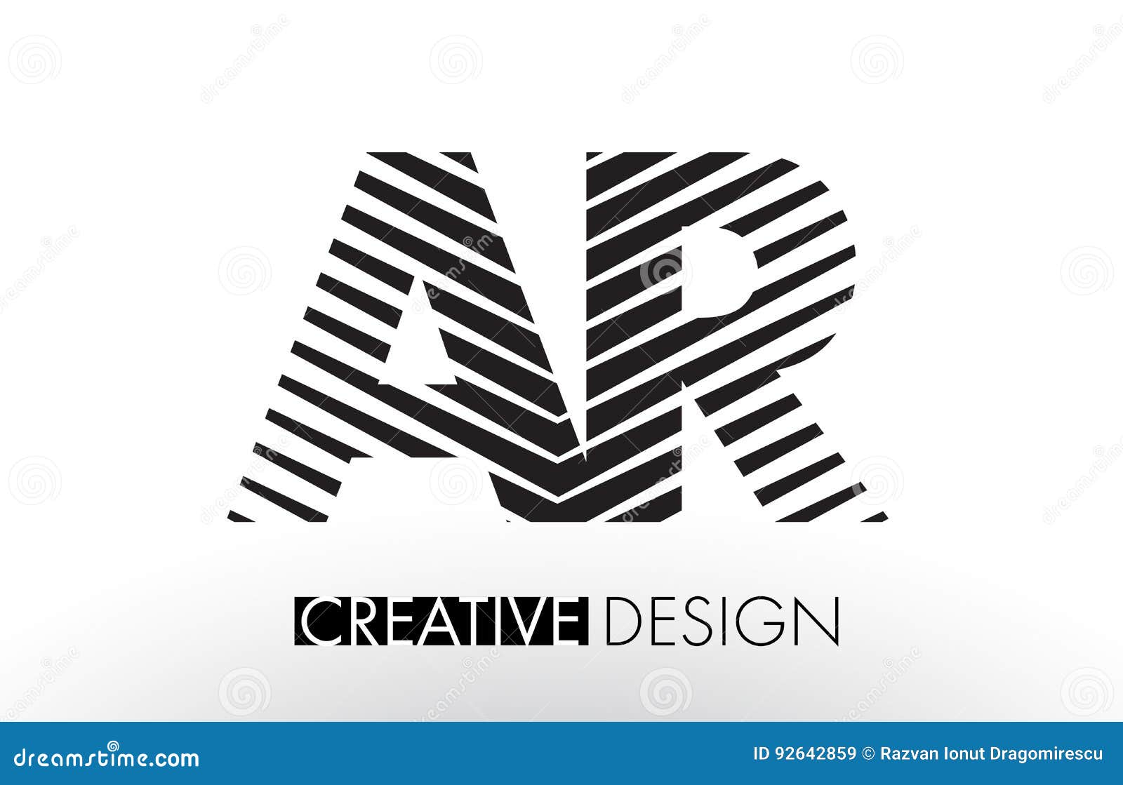 AR a R Lines Letter Design with Creative Elegant Zebra Stock Vector ...