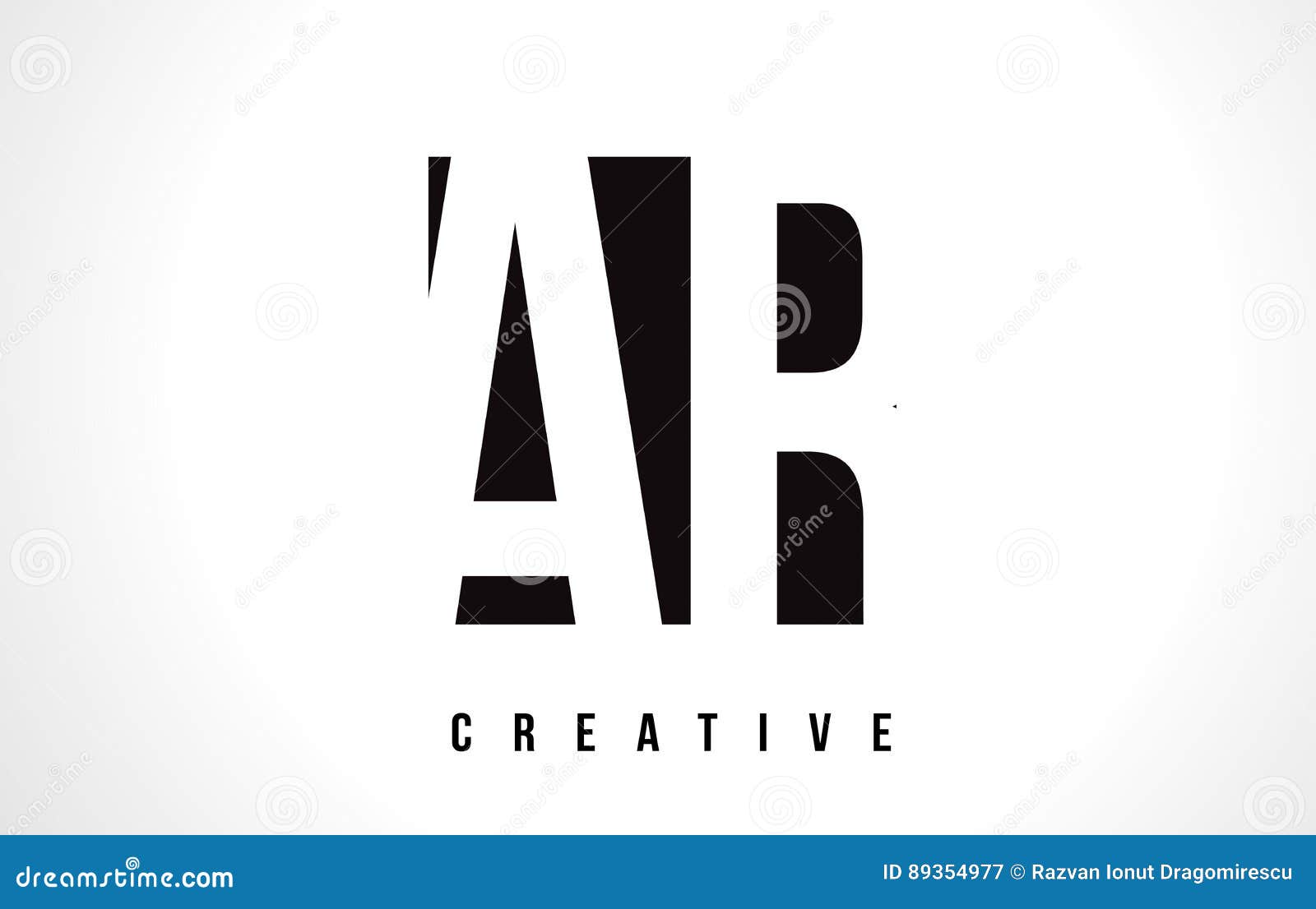 AR a R White Letter Logo Design with Black Square. Stock Vector ...
