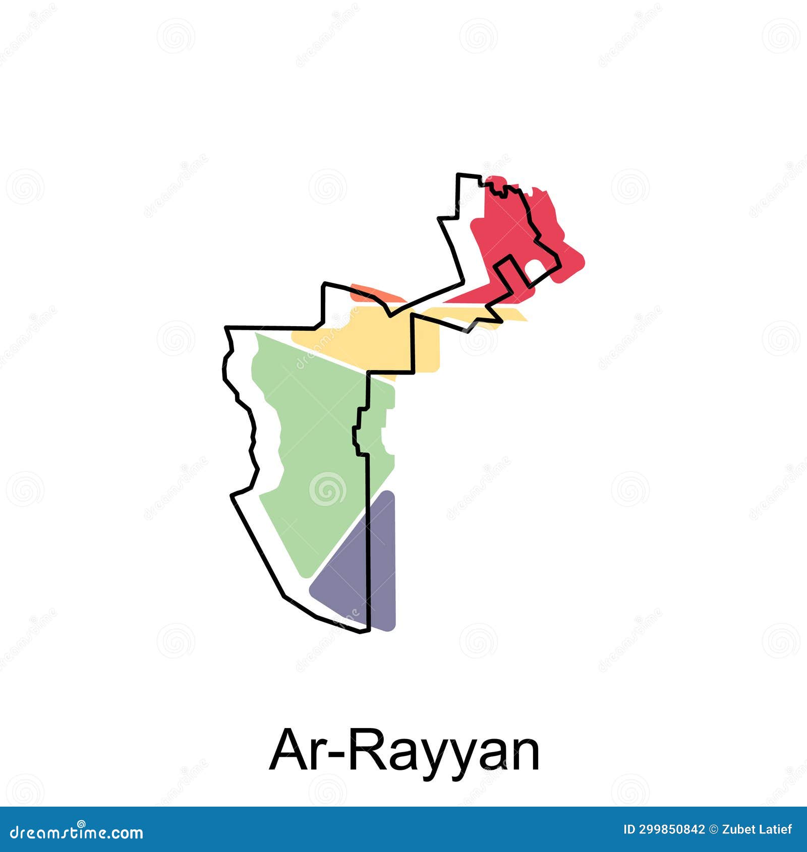 Ar Rayyan Map Flat Vector Illustration, Outline Map Of Qatar Vector ...