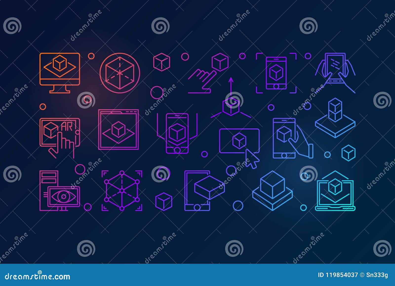 AR Technology Colored Vector Concept Outline Illustration Stock Vector ...