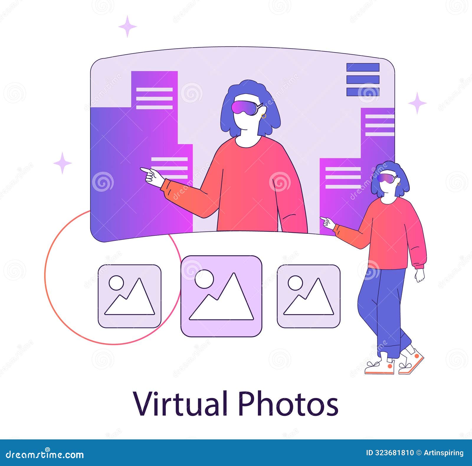 Digital Art Gallery Interface With Artwork Display, Artist Prof Stock ...