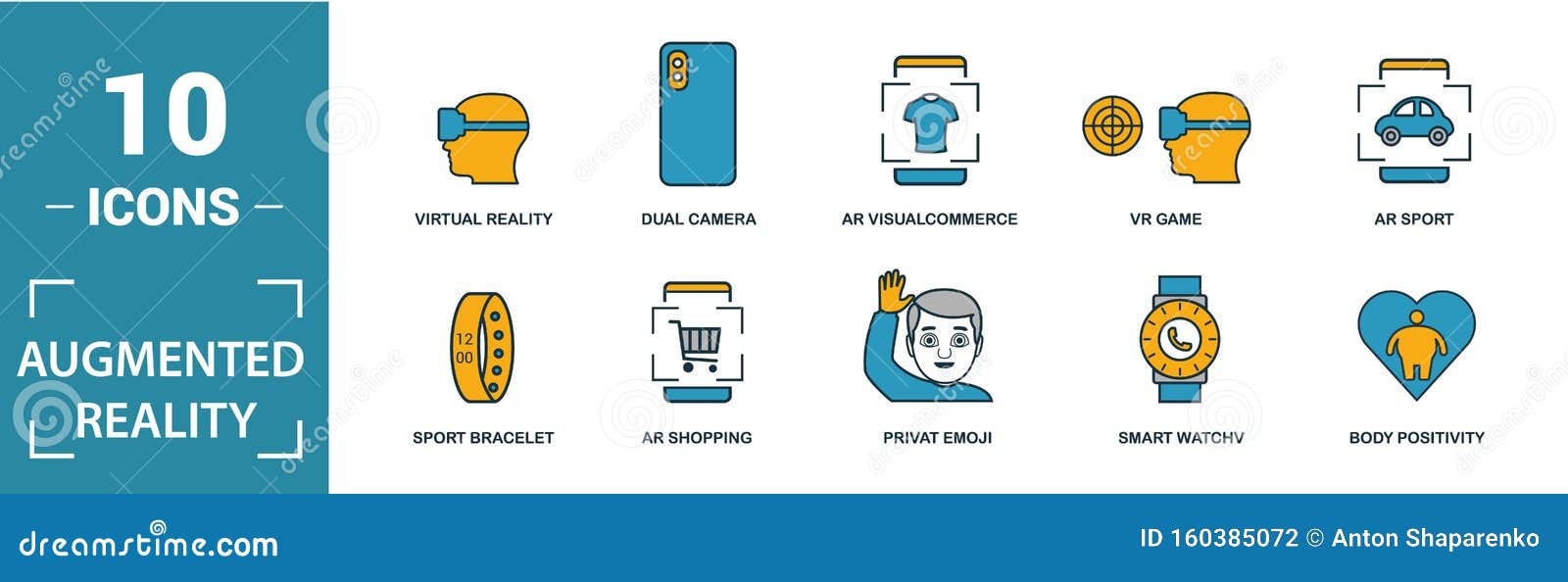 Ar and Vr Icon Set. Include Creative Elements Augmented Reality, 360 ...