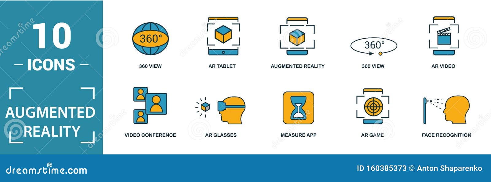 Ar and Vr Icon Set. Include Creative Elements Augmented Reality, 360 ...