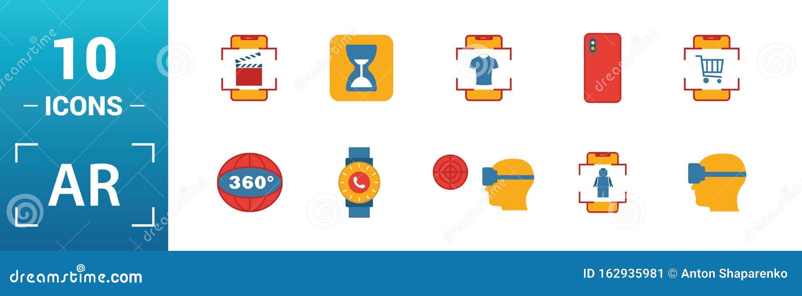 Ar and Vr Icon Set. Include Creative Elements Augmented Reality, 360 ...