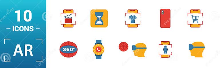 Ar and Vr Icon Set. Include Creative Elements Augmented Reality, 360 ...