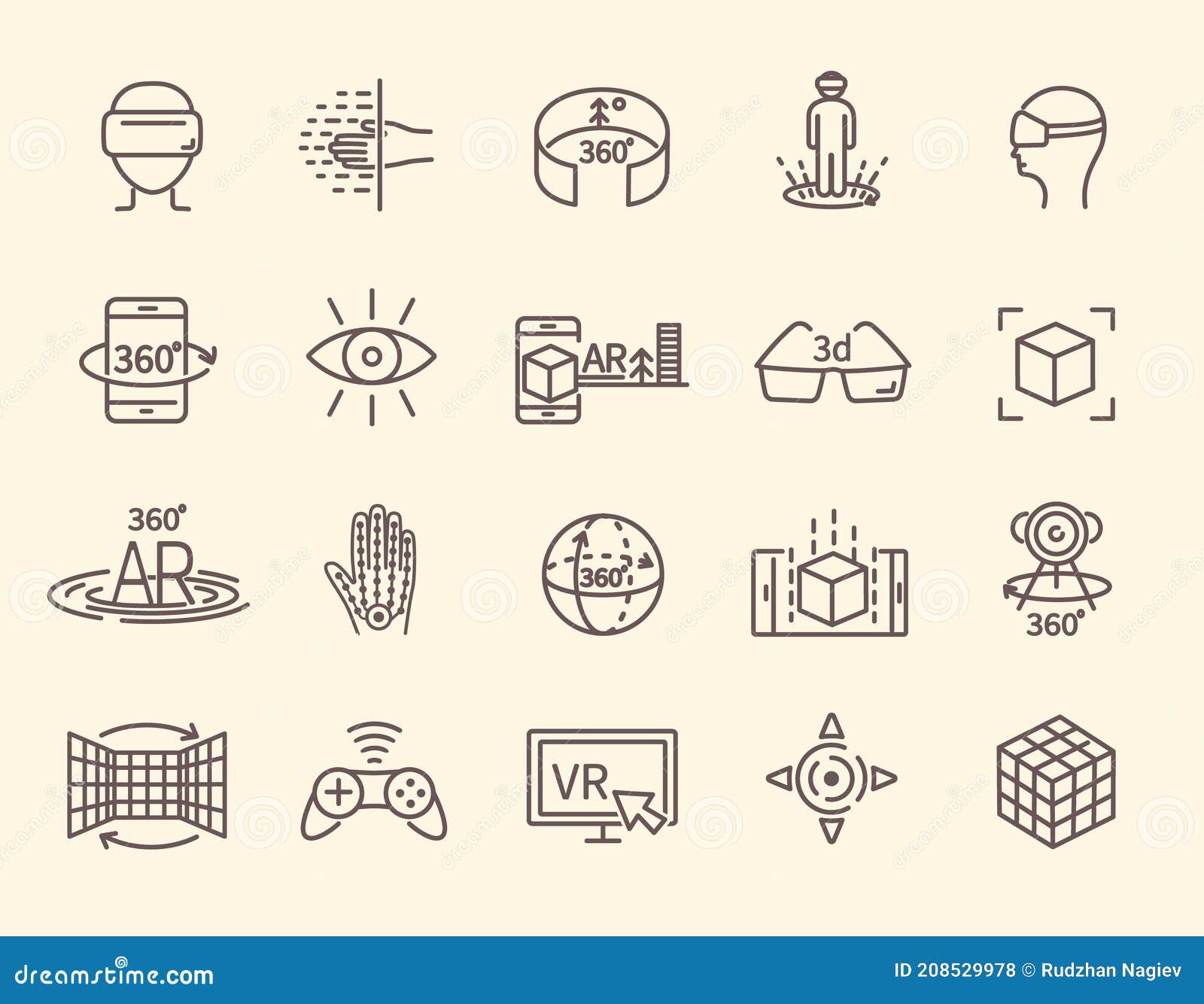 AR and VR line icon set stock vector. Illustration of panoramic - 208529978