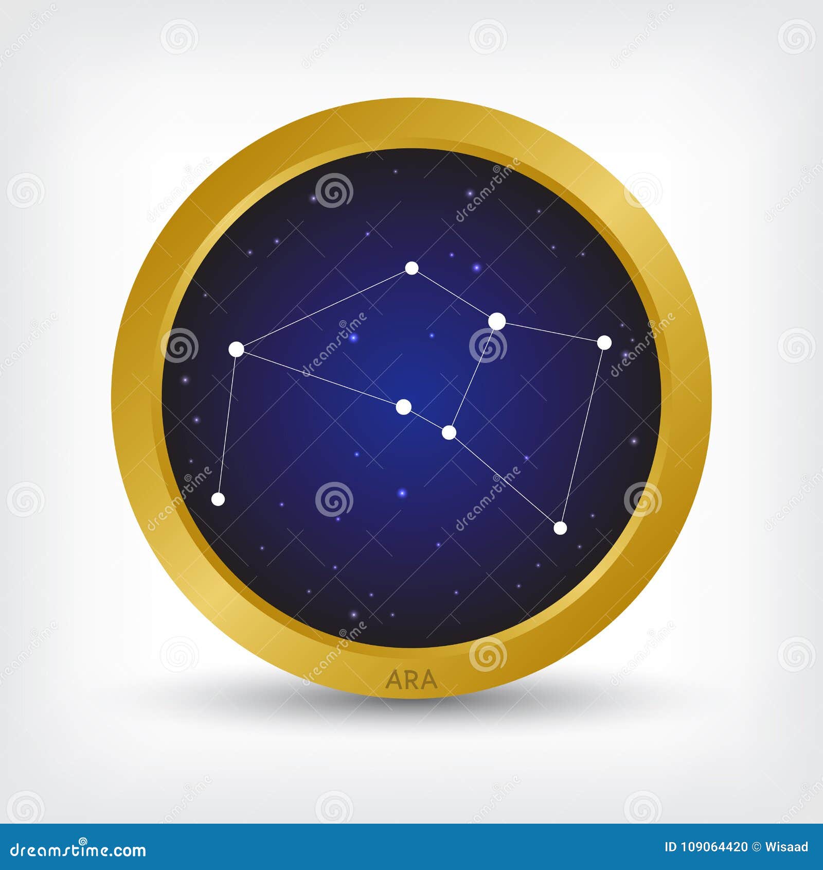 Ara Constellation in Golden Circle Stock Vector - Illustration of ring ...