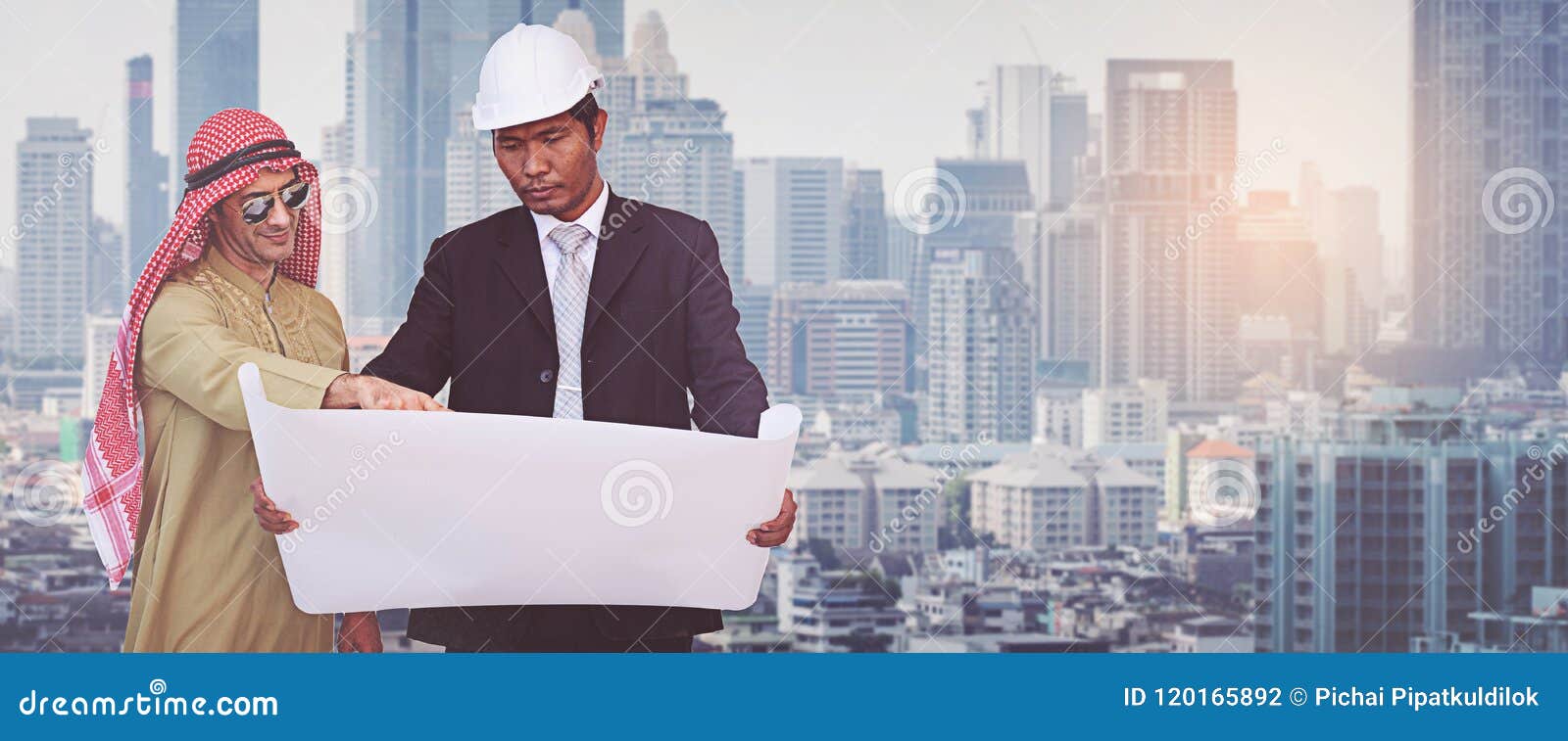 Arab Architects and Foreman are Planning New Project Stock Photo ...