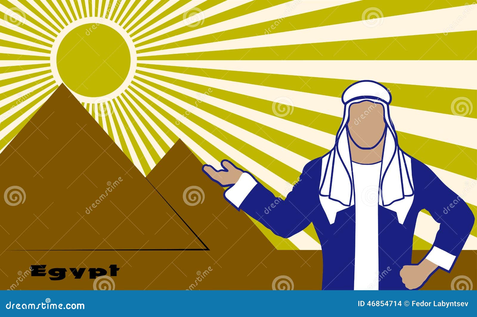 Arab in the Background of Egyptian Pyramids Stock Vector - Illustration ...