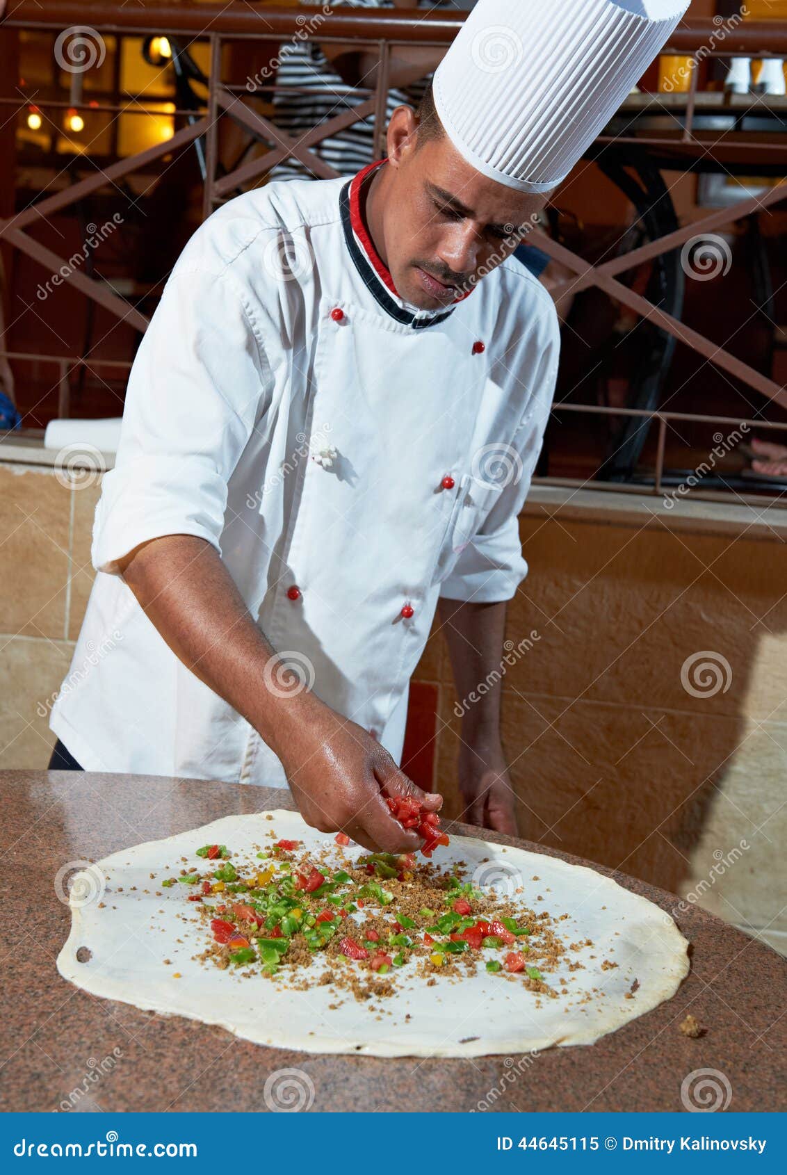 Arab Baker Chef Making Pizza Stock Image - Image of bread, occupation ...