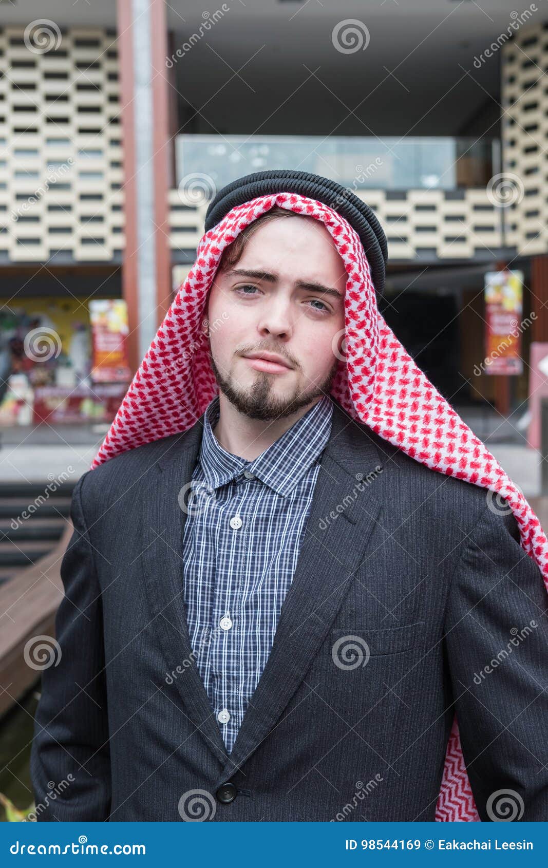 Arab Business Man Standing and Working at His Market, Stock Image ...