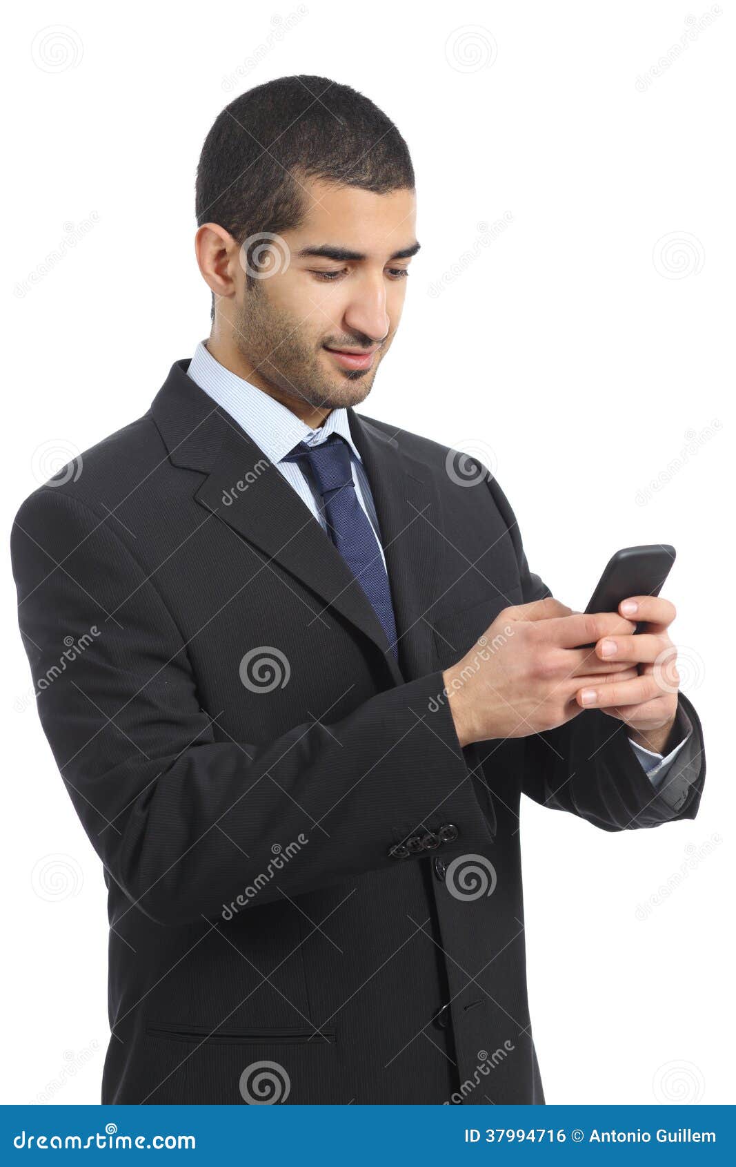 Arab Business Man Working Using a Mobile Phone Stock Photo - Image of ...