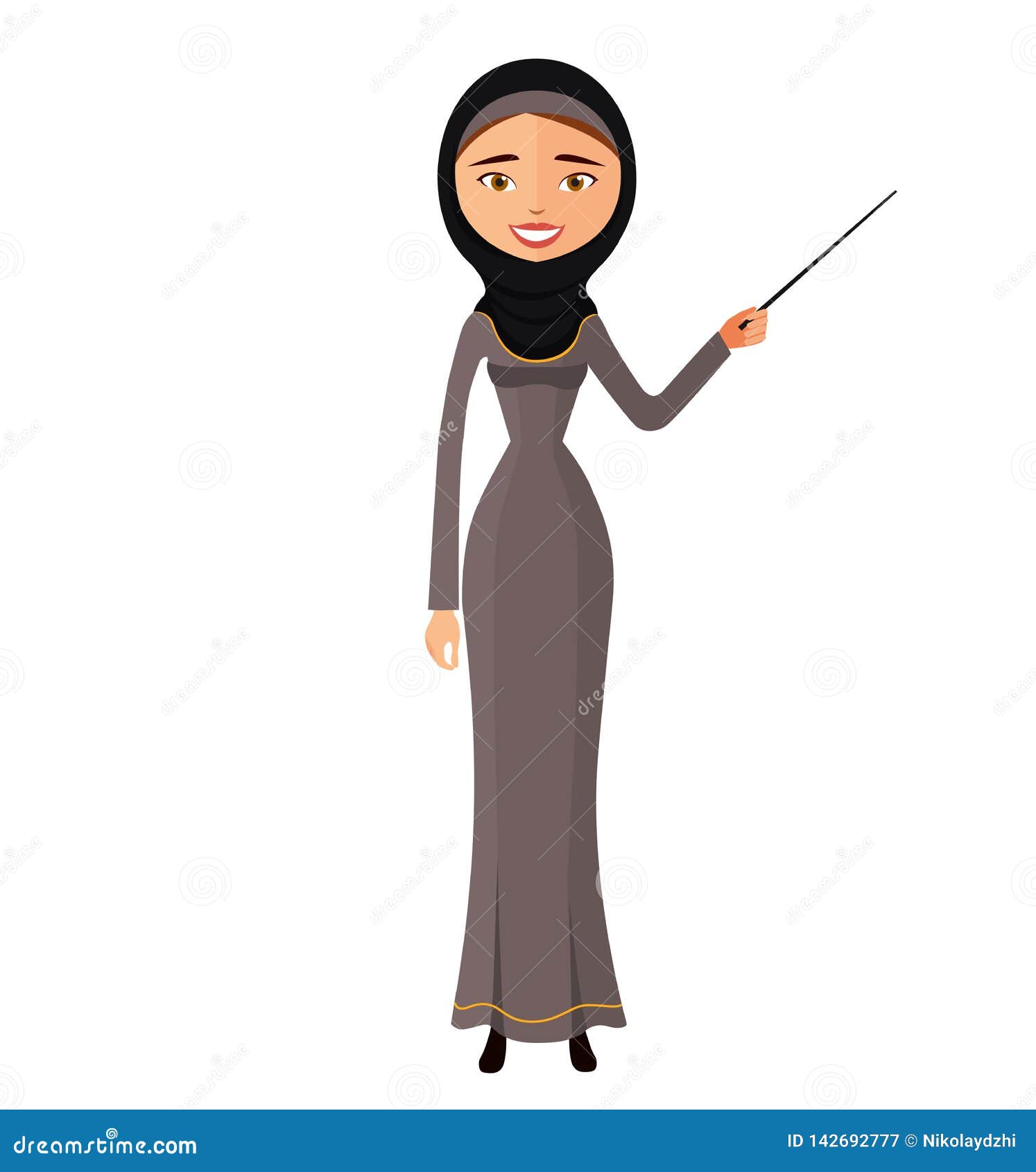 Arab Business Woman Teacher With A Pointer Tutor Character Vector