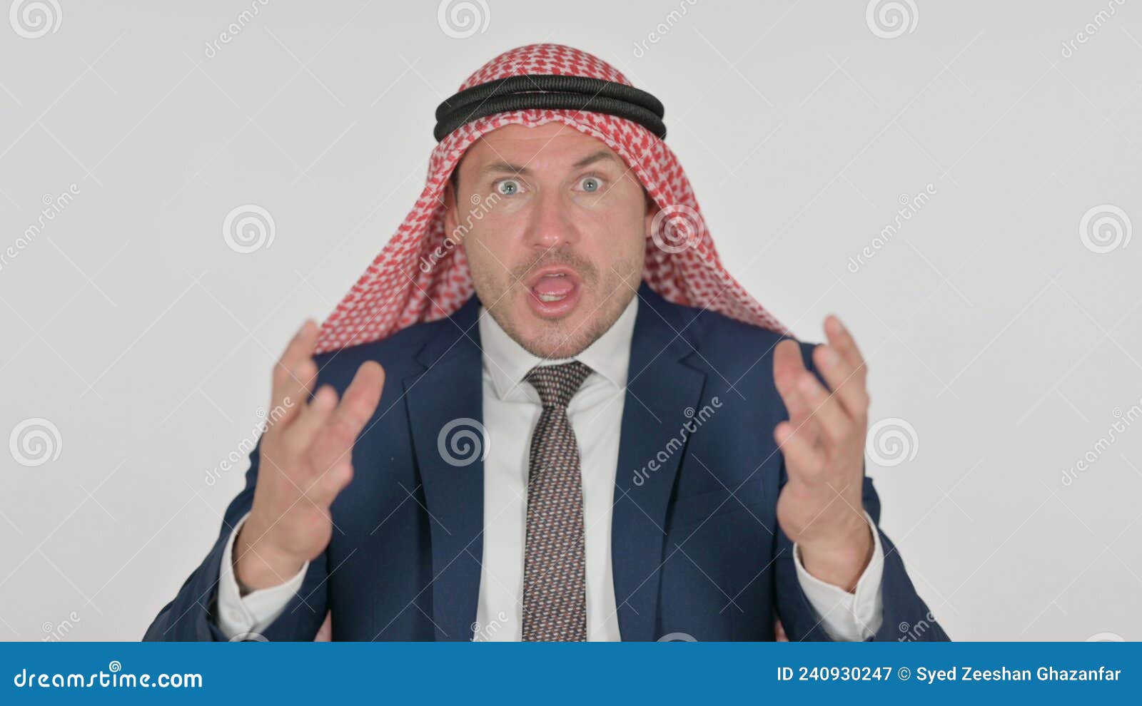Arab Businessman Feeling Angry, Fighting, White Background Stock Image ...