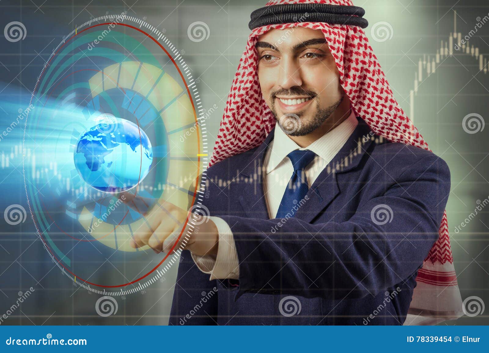 The Arab Businessman in Global Business Concept Stock Photo - Image of ...