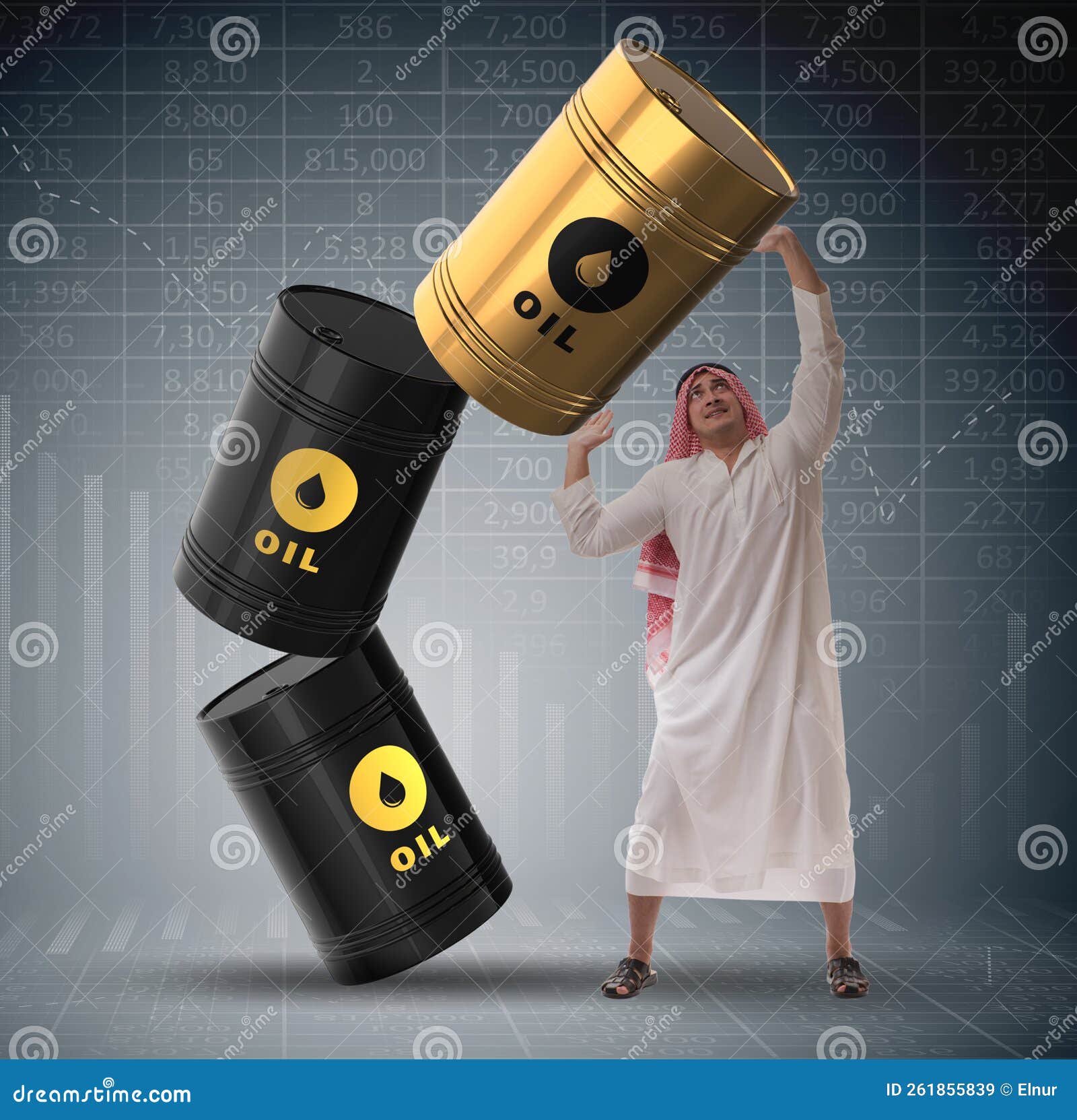 Arab Businessman Holding Oil Barrel Stock Image - Image of money ...