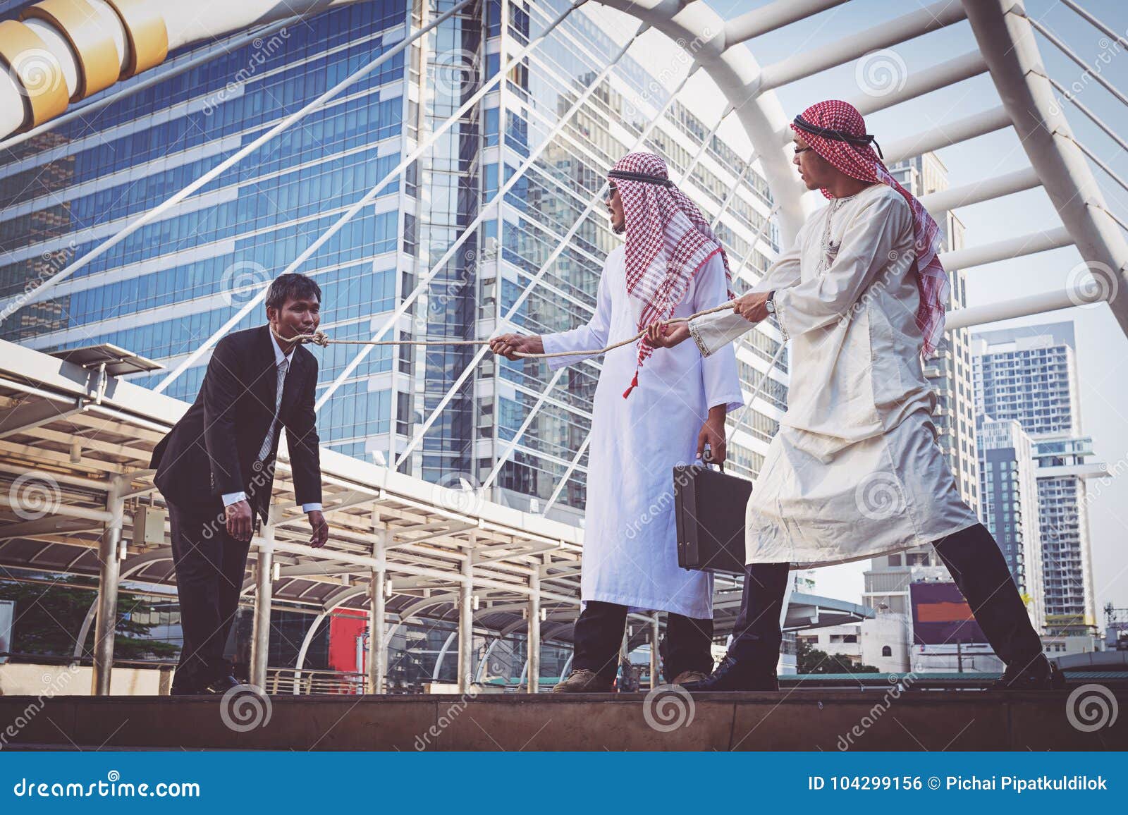 Arab Businessman Pull the Rope Stock Photo - Image of businessman ...