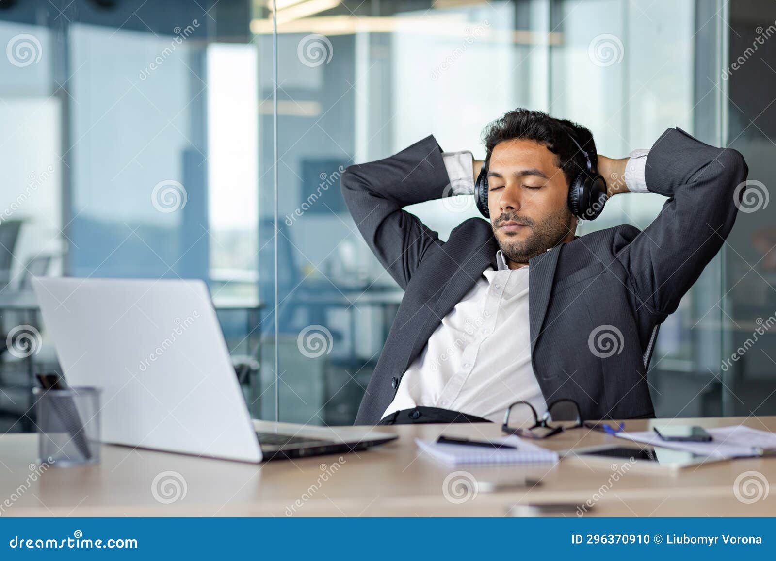 Arab Businessman Resting Inside Office on Work Mask, Man with Hands ...