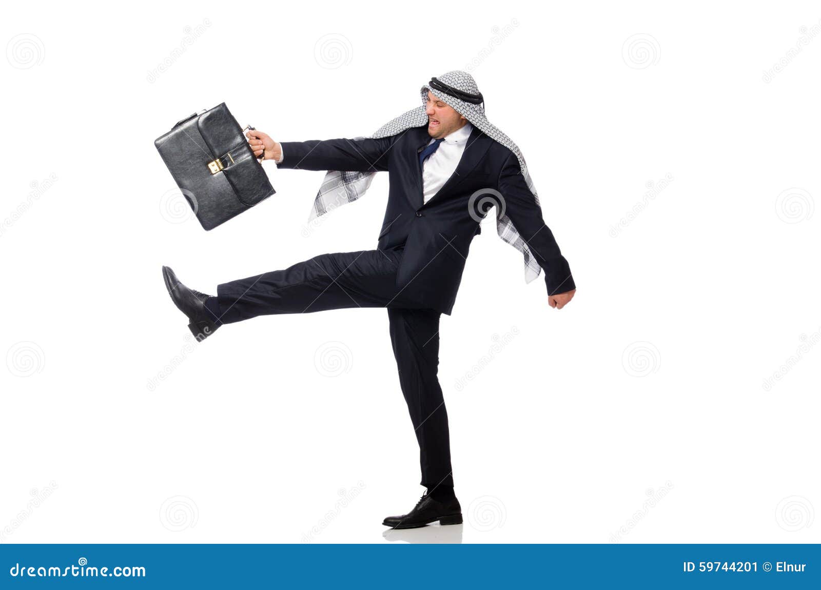 Arab Businessman Rushing Isolated on White Stock Image - Image of ...