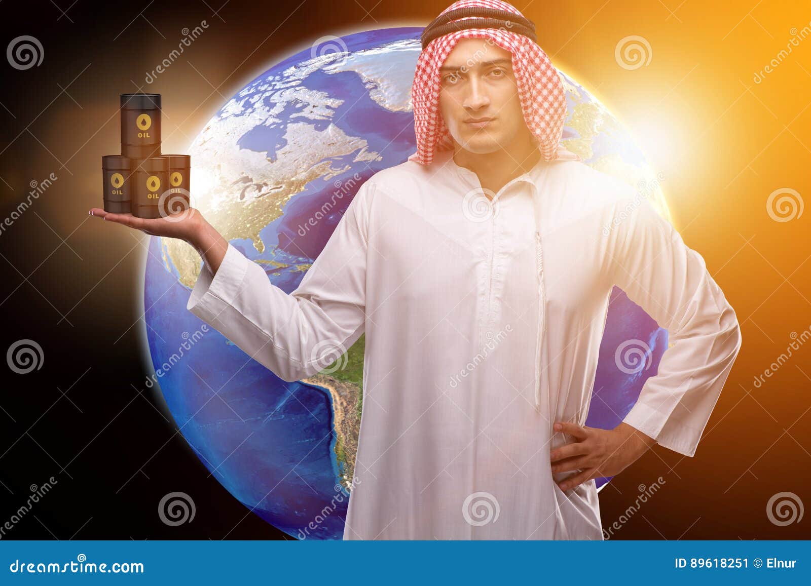 The Arab Businessman Supporting Oil Price Stock Image - Image of arab ...