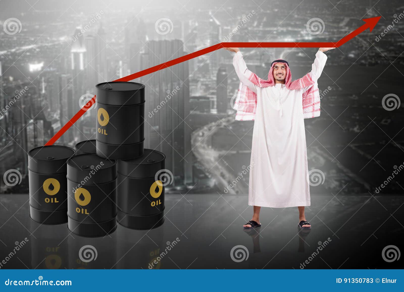 The Arab Businessman Supporting Oil Price Stock Image - Image of ...