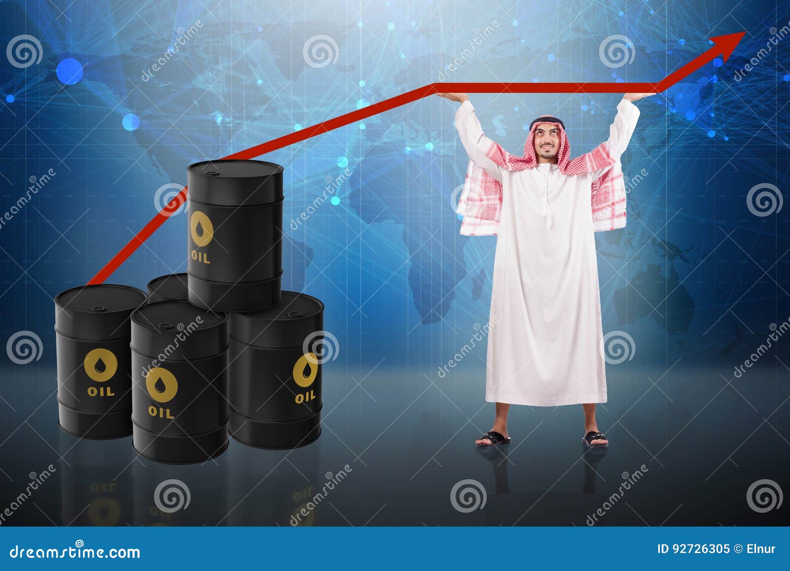 The Arab Businessman Supporting Oil Price Stock Image - Image of ...
