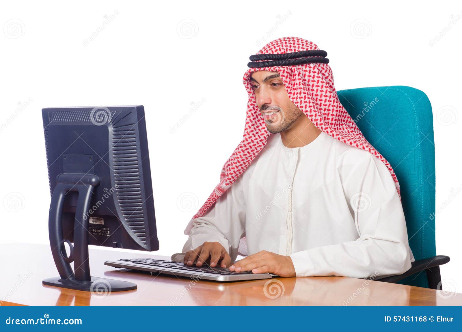 The Arab Businessman Working on Computer Stock Photo - Image of ...