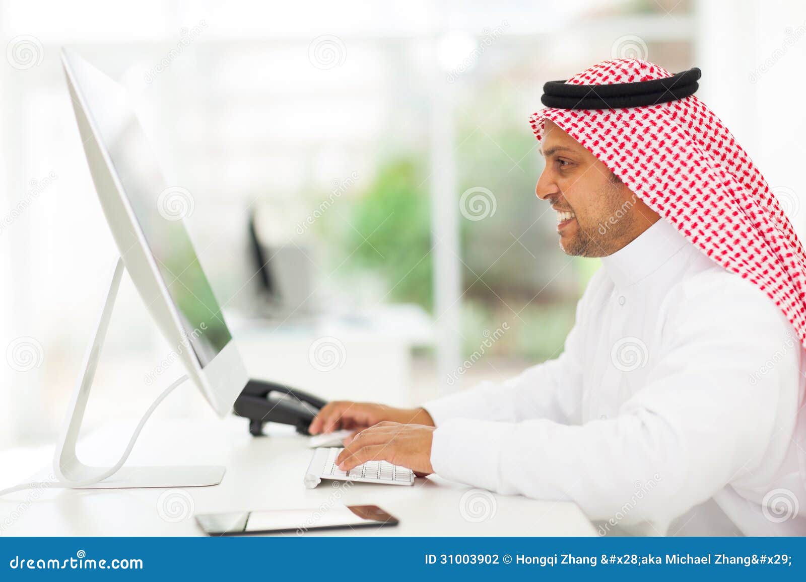 Arab businessman working stock photo. Image of close - 31003902