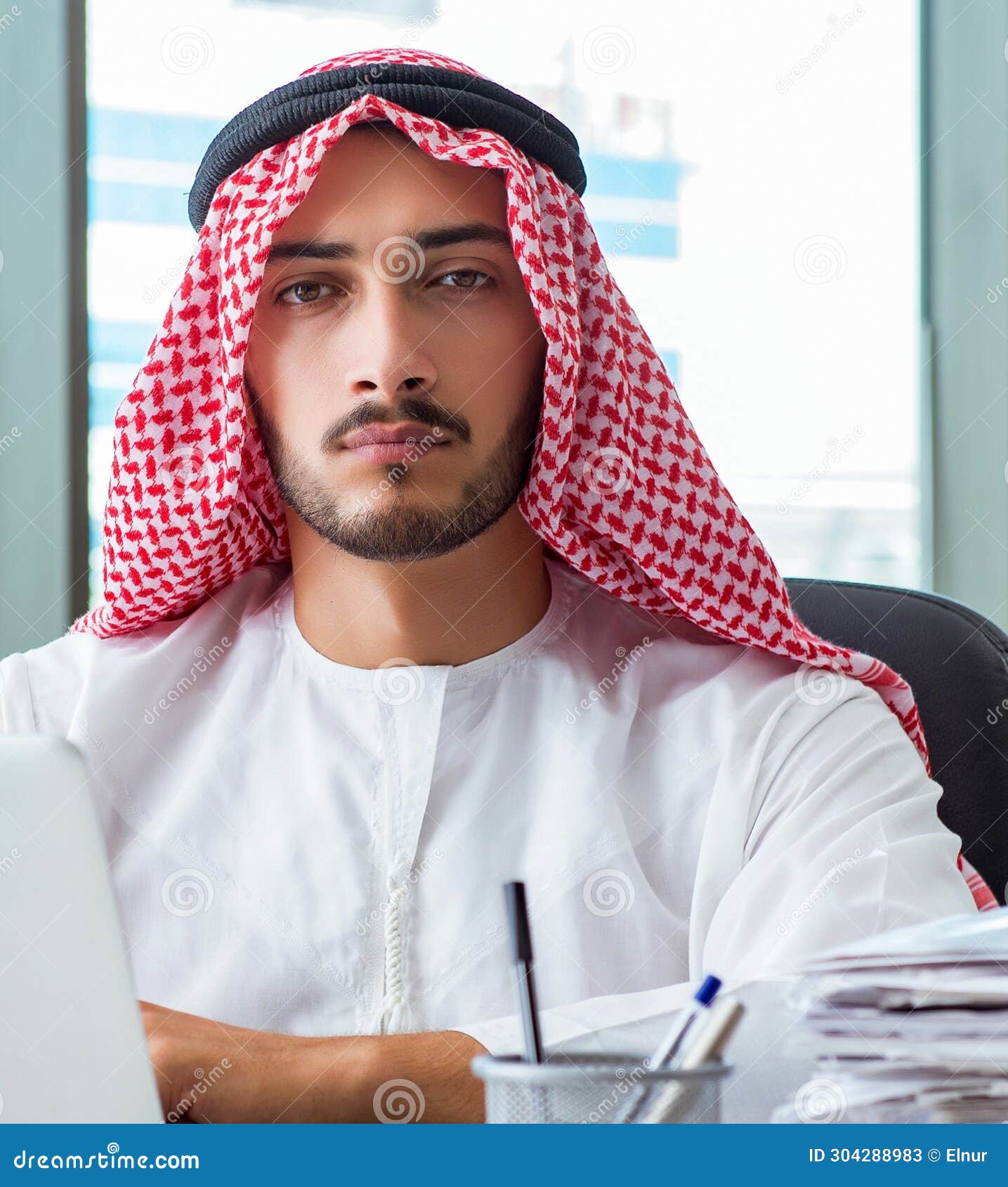 Arab Businessman Working in the Office Stock Image - Image of ...