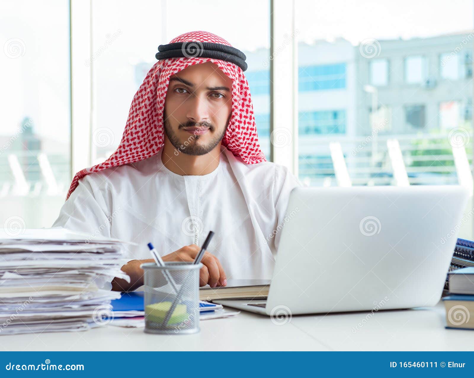 Arab Businessman Working in the Office Stock Image - Image of arabian ...
