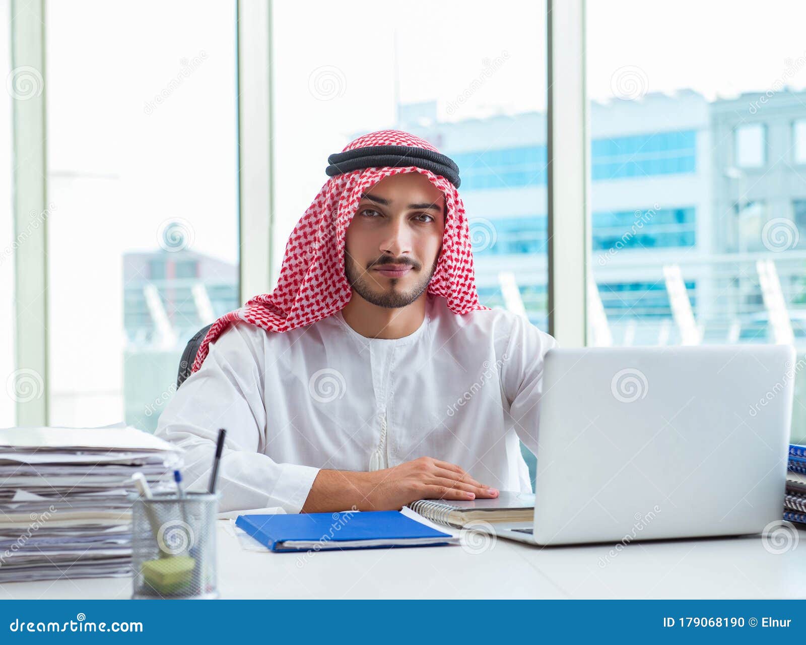 Arab Businessman Working in the Office Stock Photo - Image of ethnic ...