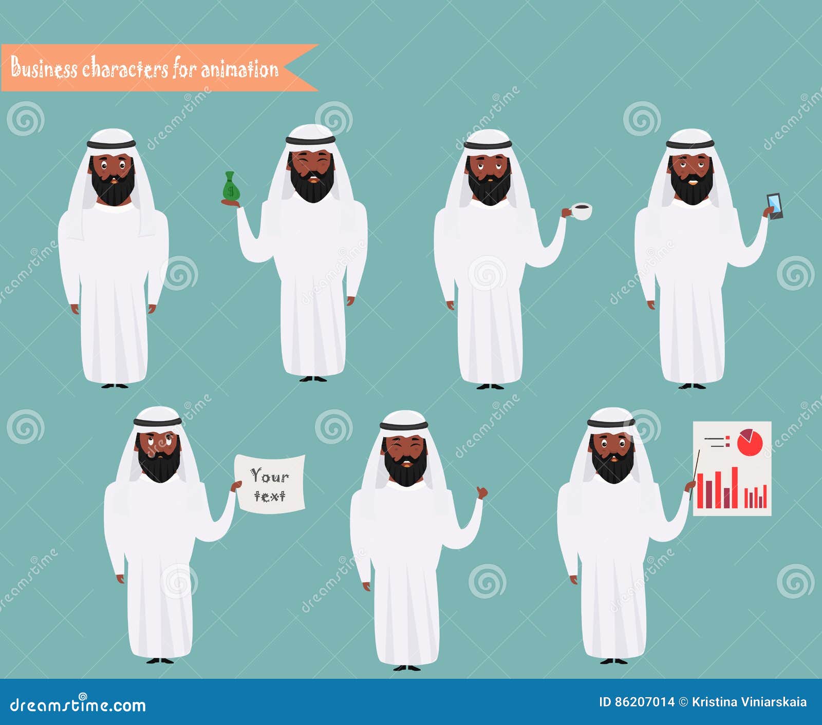Arab character for scenes. stock vector. Illustration of management ...