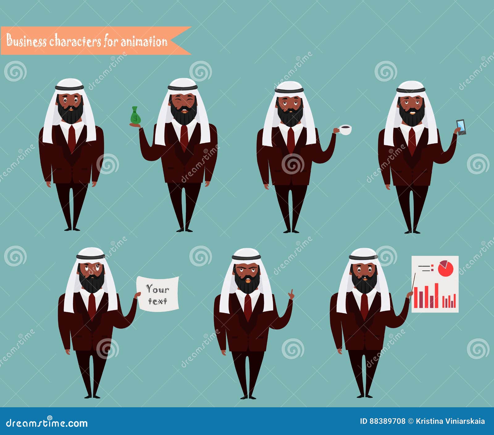 Arab Man Character Vector Set. Saudi Arabian Male Characters Holding ...