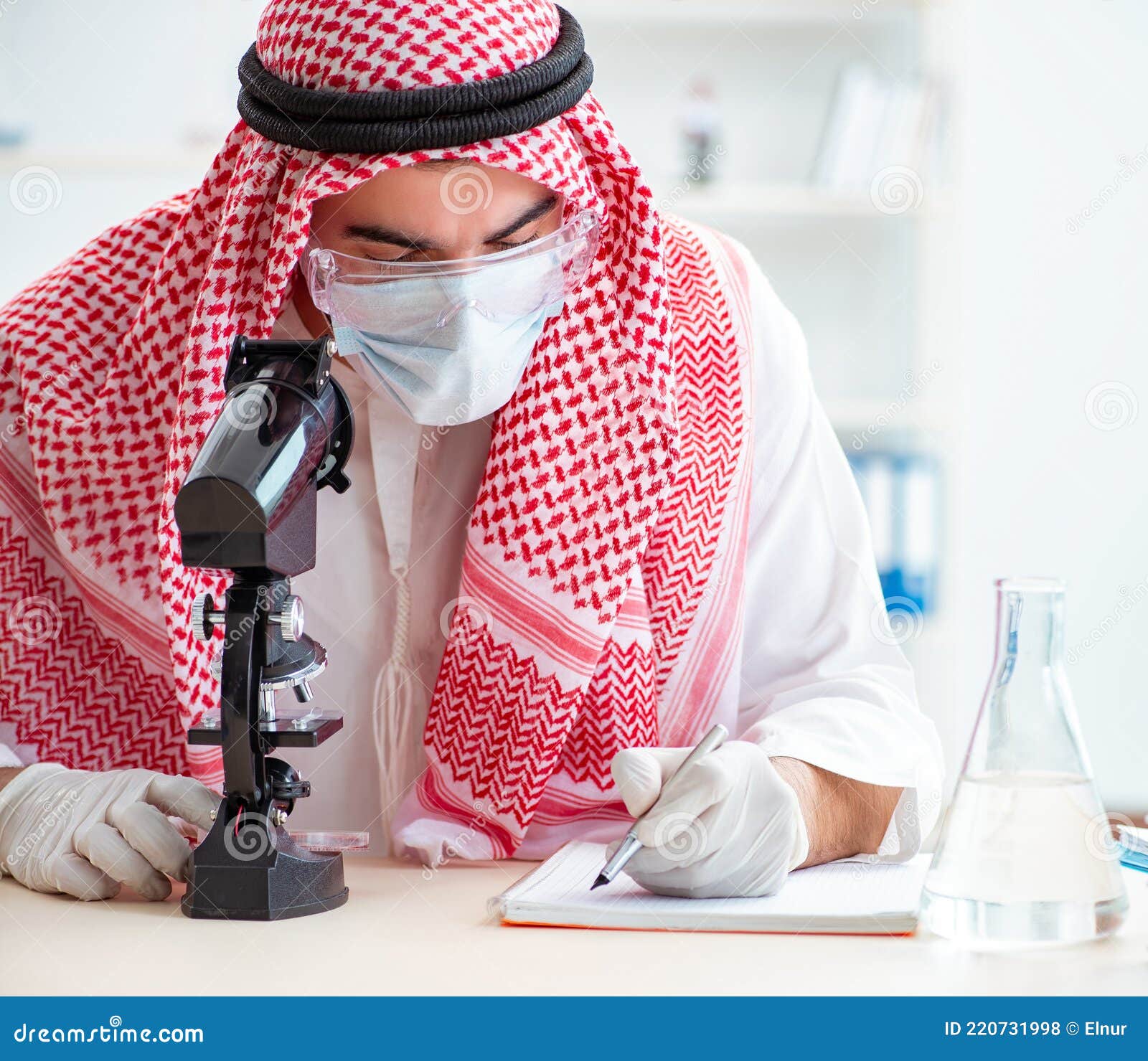 Arab Chemist Working in the Lab Office Stock Photo - Image of looking ...