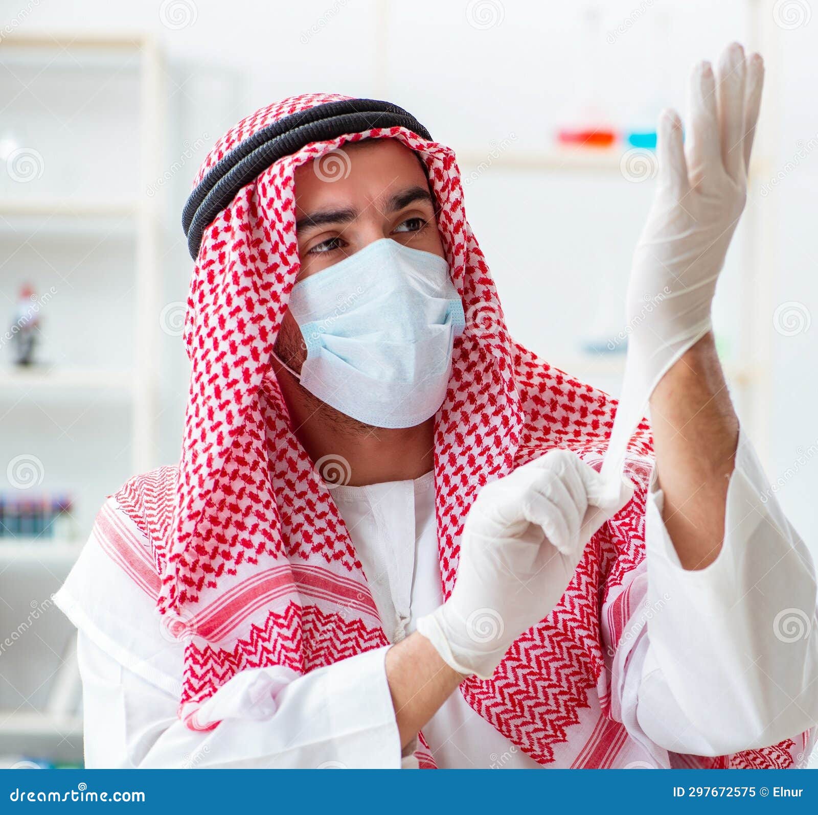 Arab Chemist Working in the Lab Office Stock Image - Image of ...