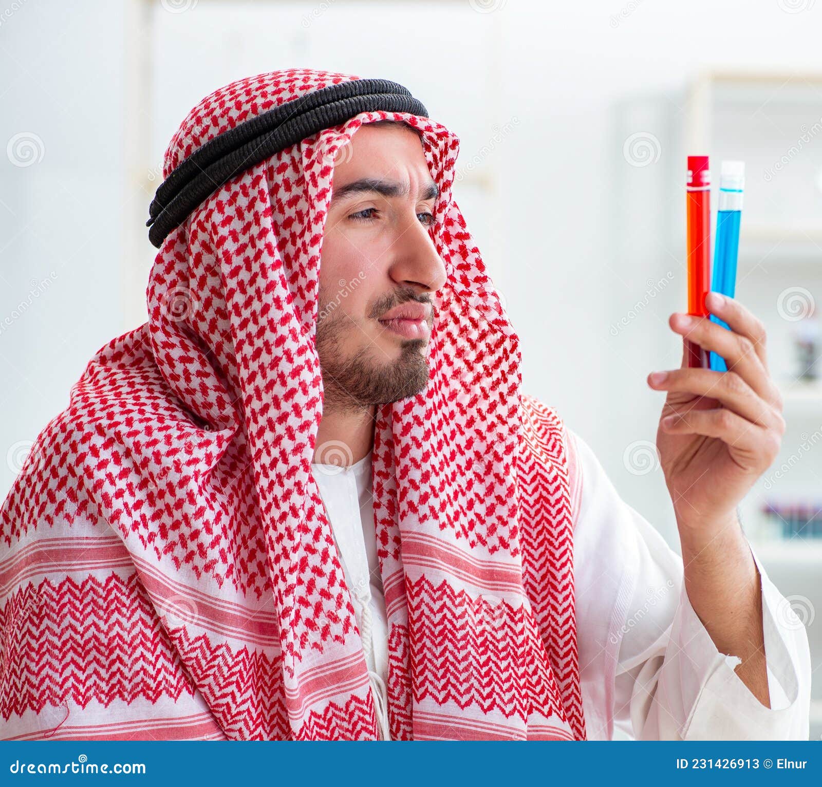 Arab Chemist Working in the Lab Office Stock Image - Image of arabian ...