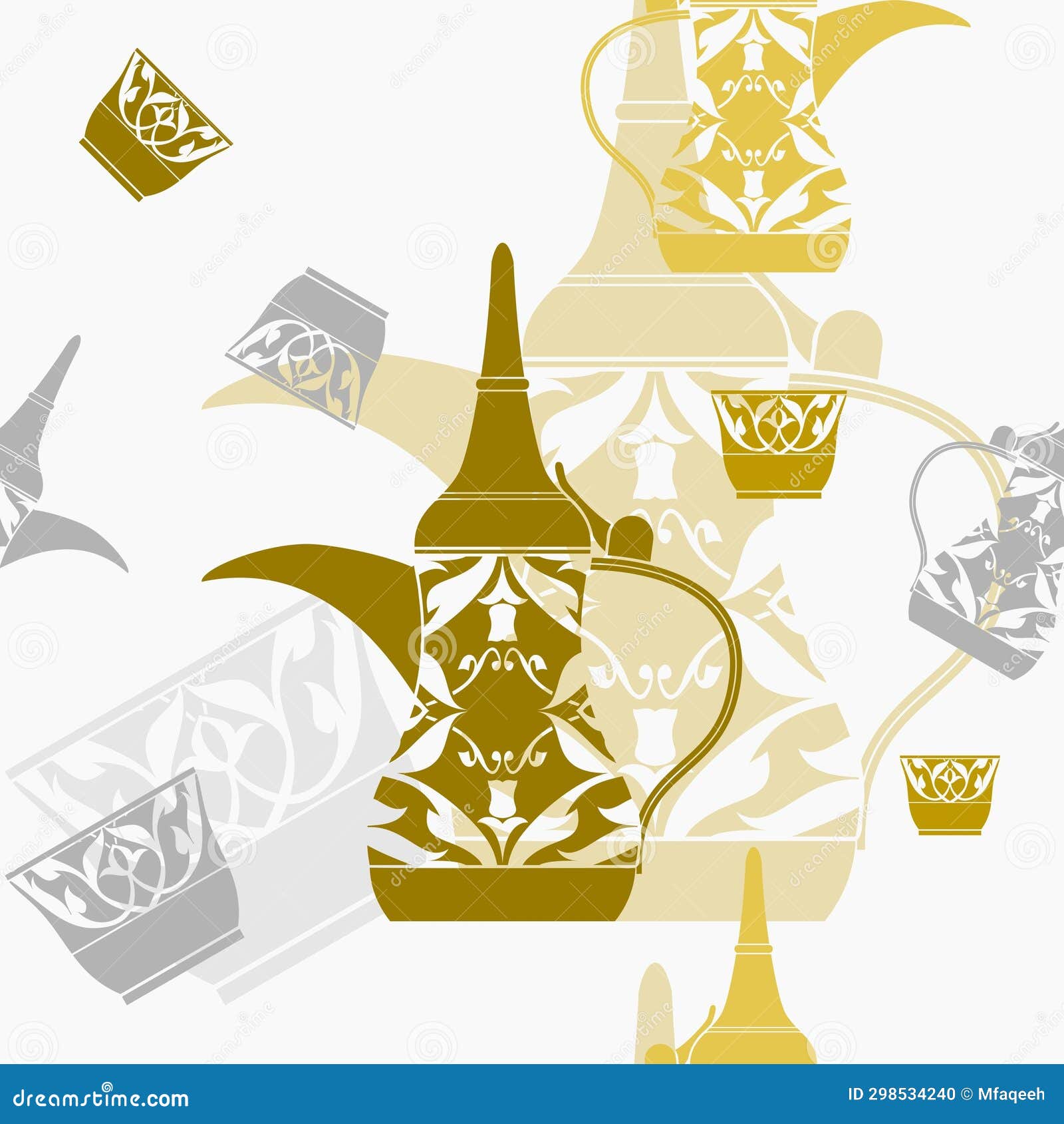 Arab Coffee Vector Illustration with Flat Style Seamless Pattern Stock ...