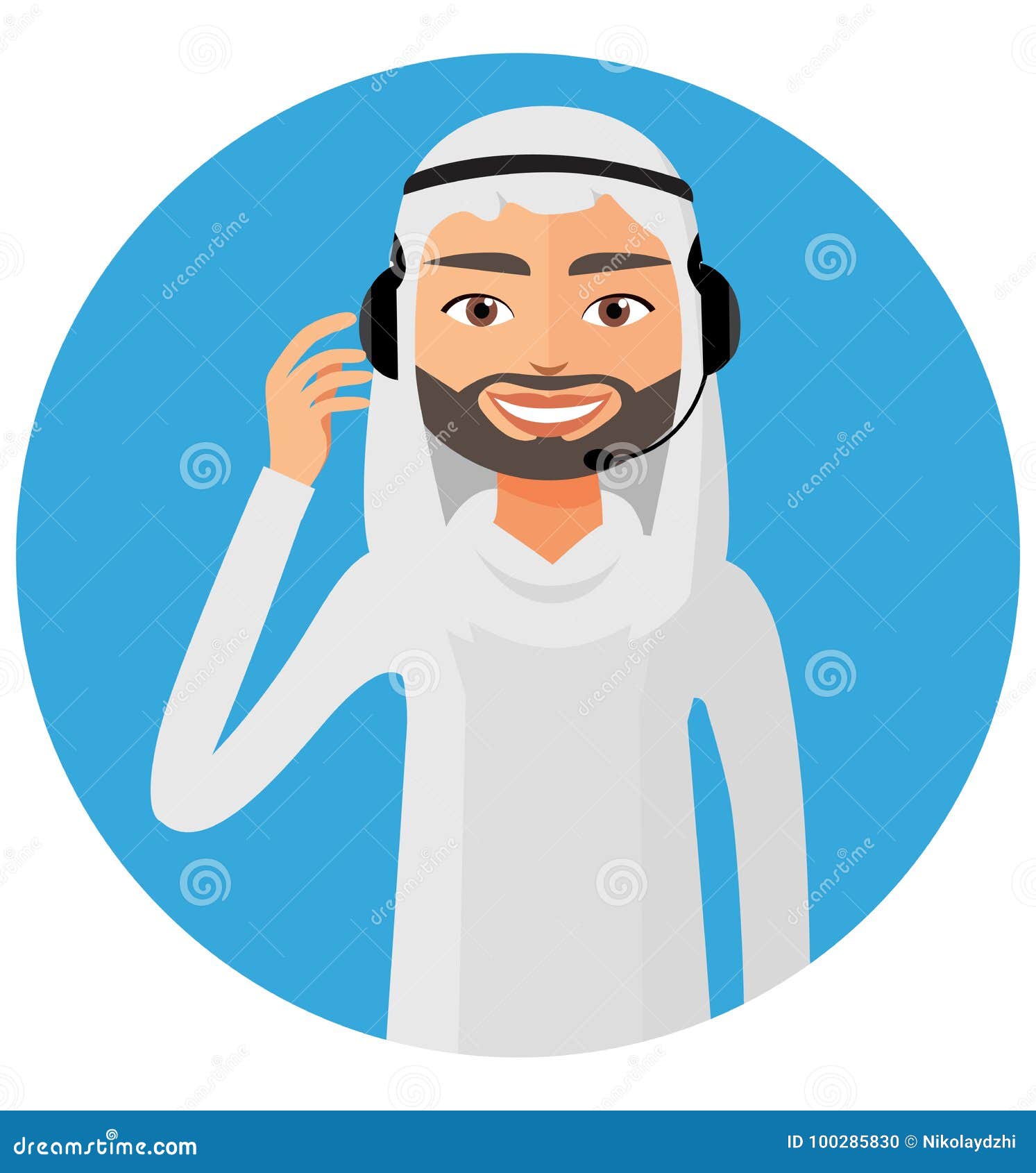 Arab Customer Service Call Center Operator in Headset on Duty. Stock ...