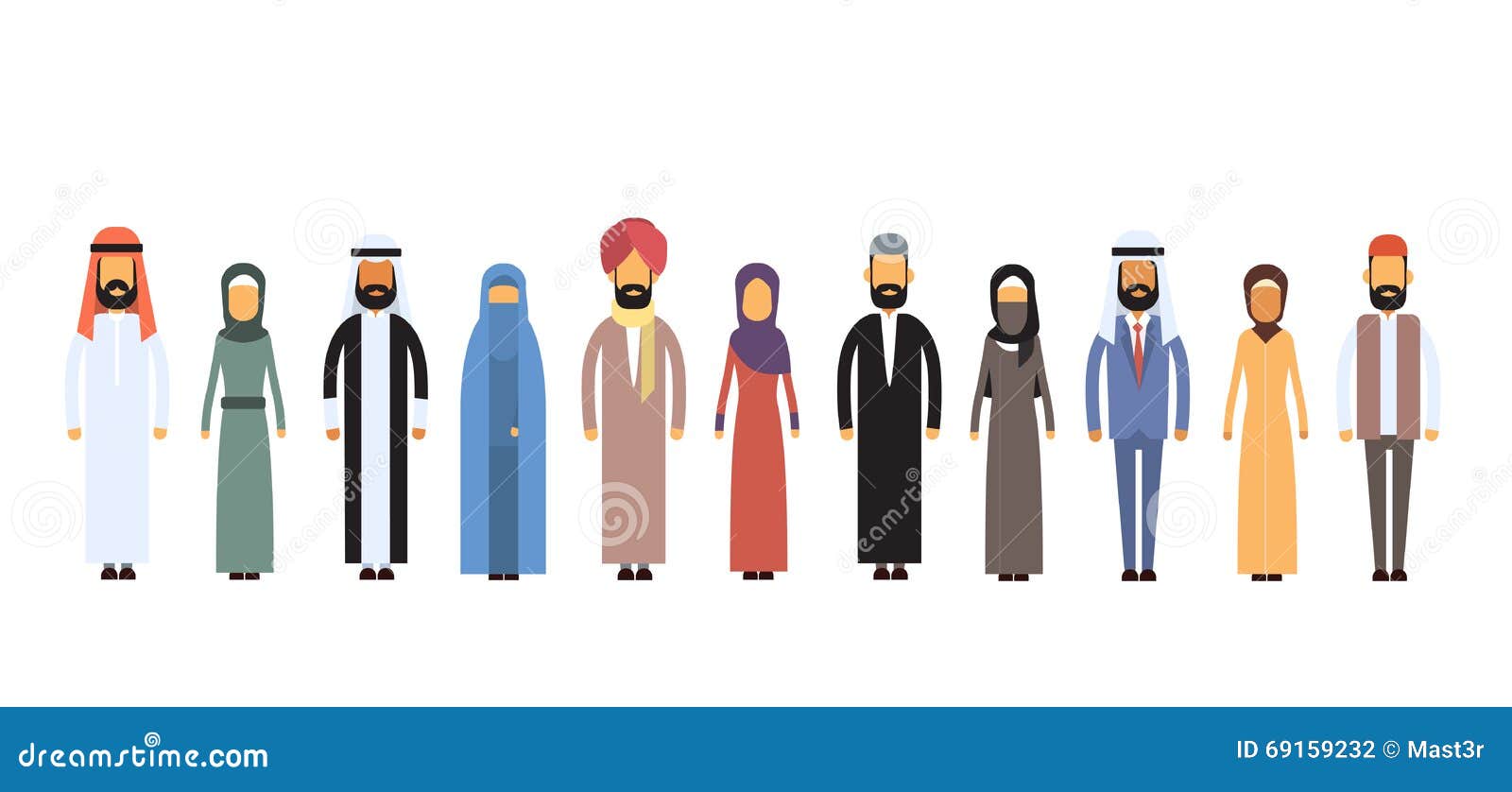 Arab Different People Group Flat Stock Vector - Illustration of ...