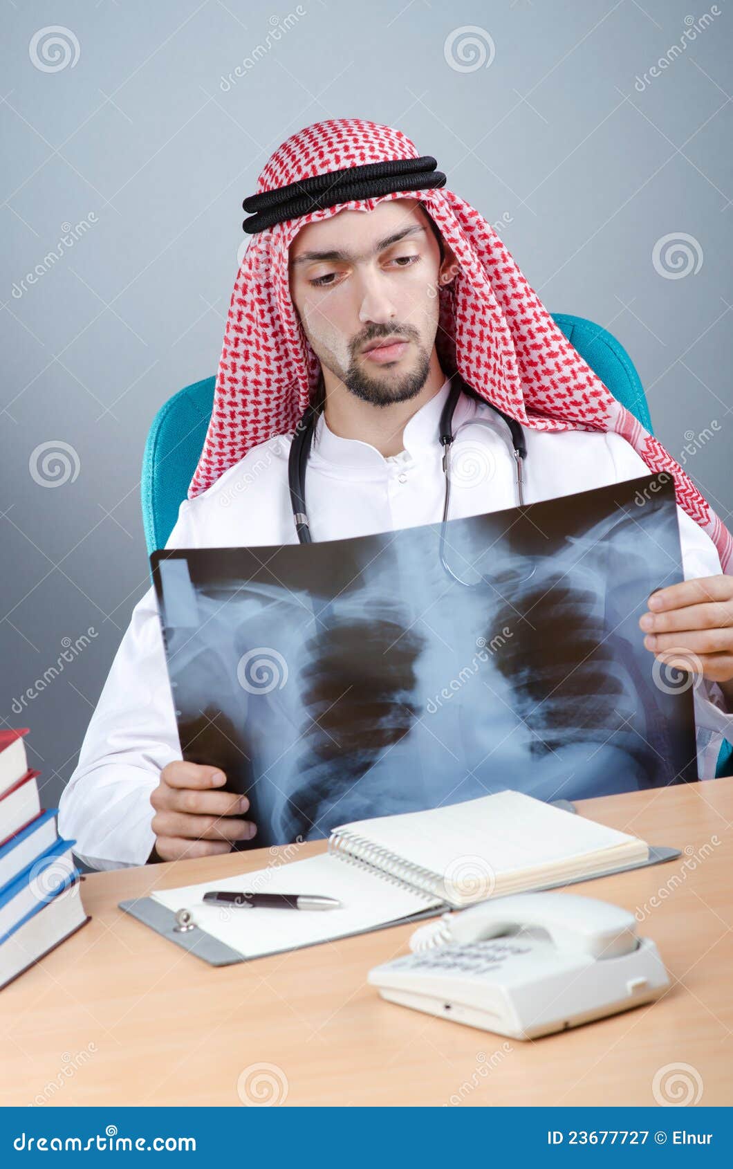 Arab doctor with x-ray stock image. Image of medicine - 23677727
