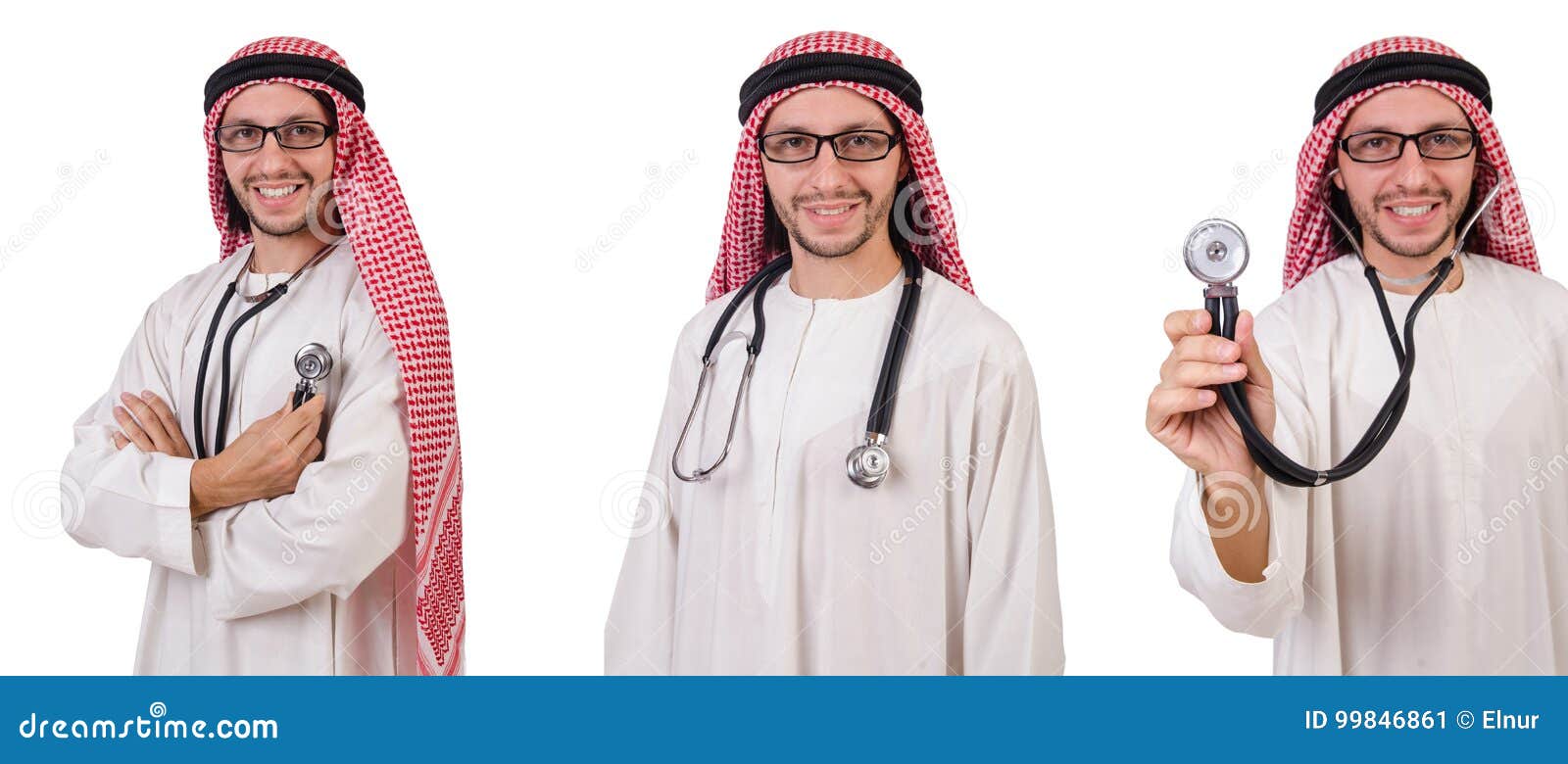 The Arab Doctor with Stethoscope on White Stock Image - Image of ...