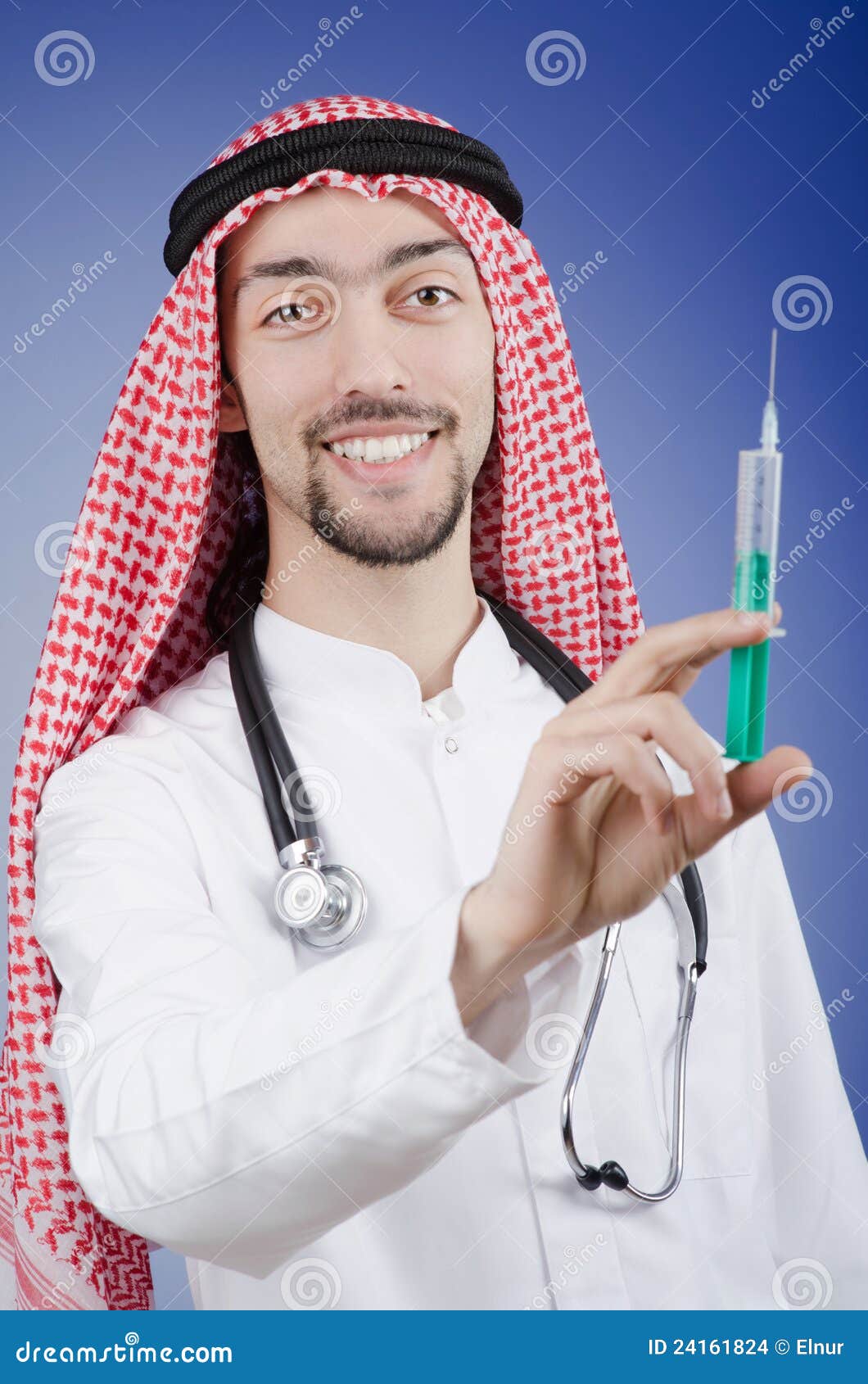 Arab doctor with syringe stock photo. Image of practitioner - 24161824