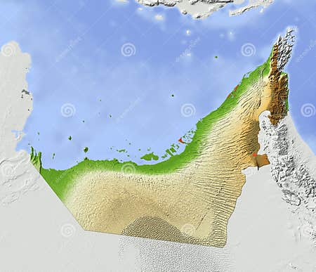 Arab Emirates, Shaded Relief Map Stock Illustration - Illustration of ...